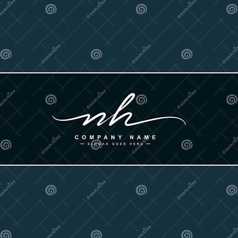 Initial Letter NH Logo - Handwritten Signature Logo for Alphabet N and ...
