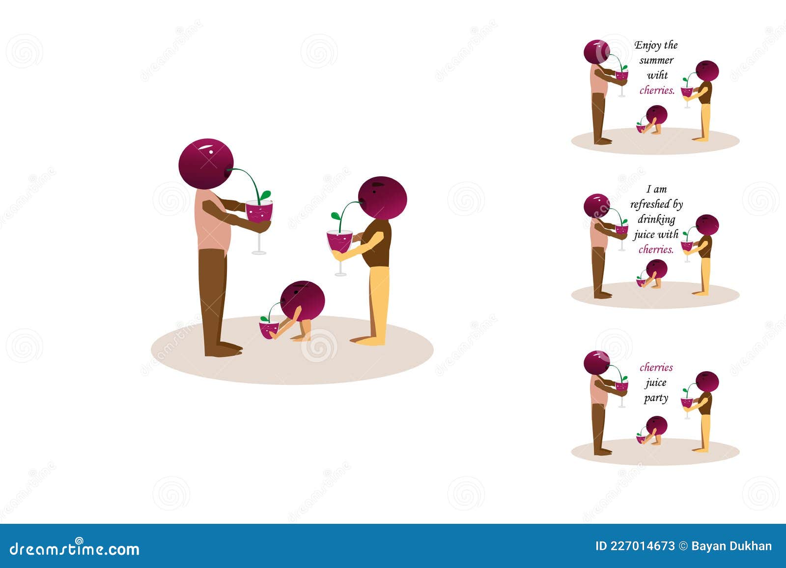 Cherries Drinks Juice -cartoon Funny Stock Image - Illustration of ...