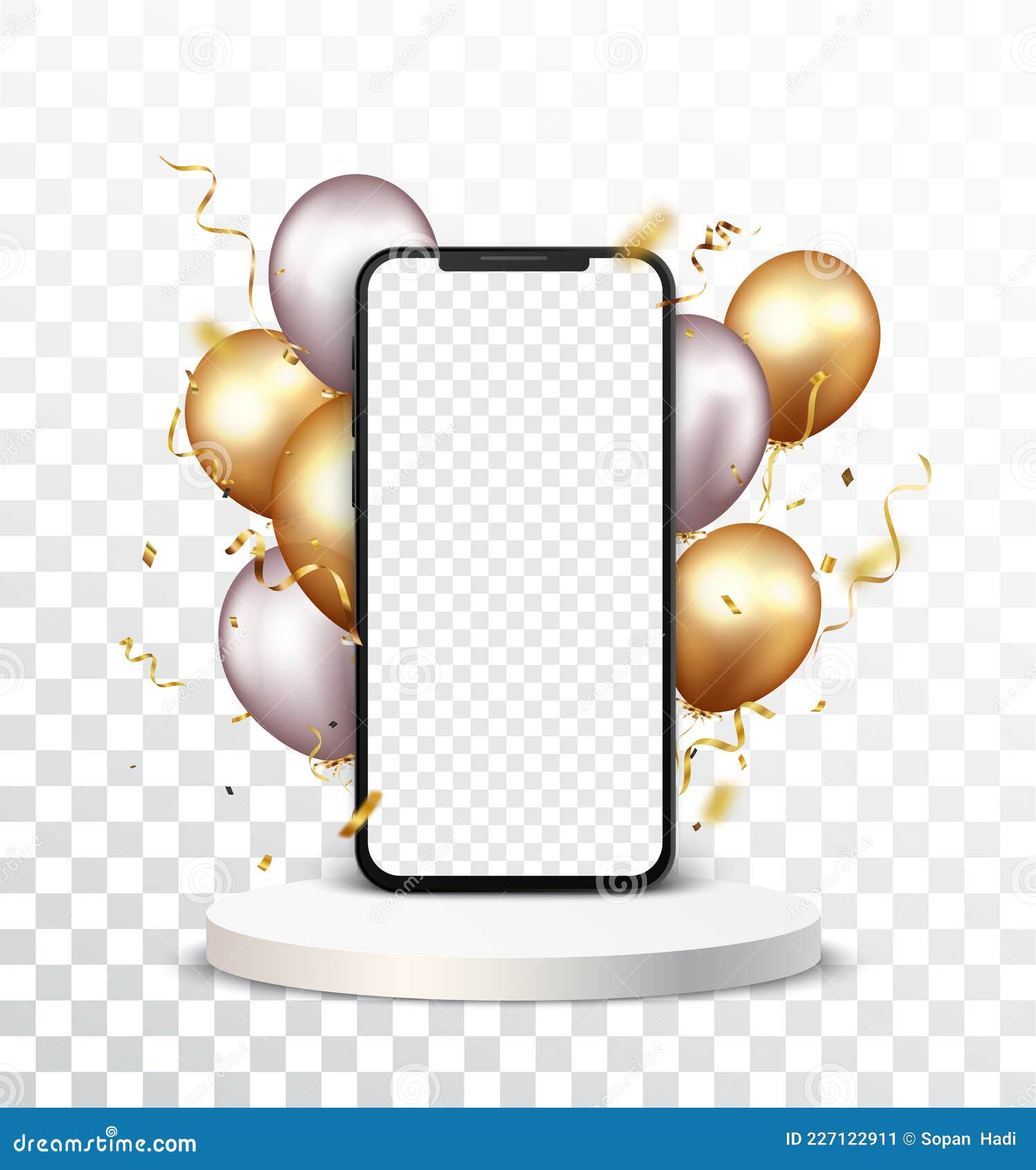 Winner Podium with Gold Confetti Celebration on Transparent Background ...