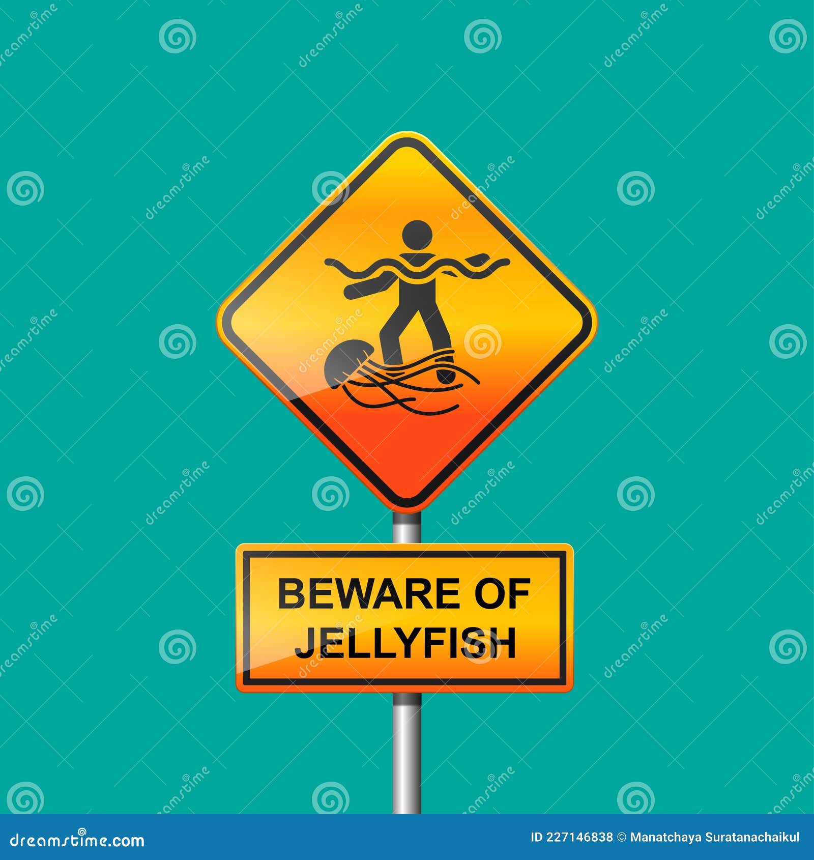 Beware of Jellyfish Sign Isolated on Background Stock Vector ...
