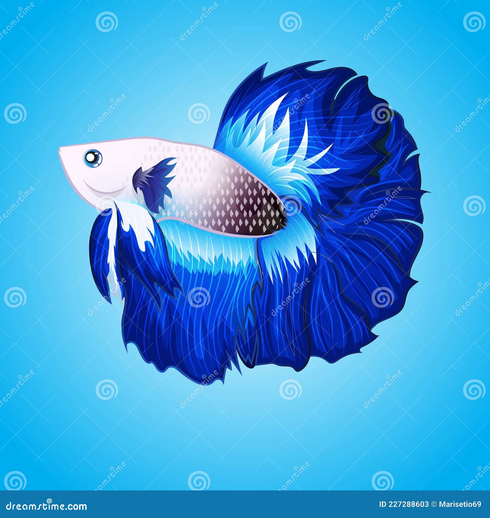 Halfmoon Betta Fish Hand-drawn Character Coloring Page For Kids Vector ...