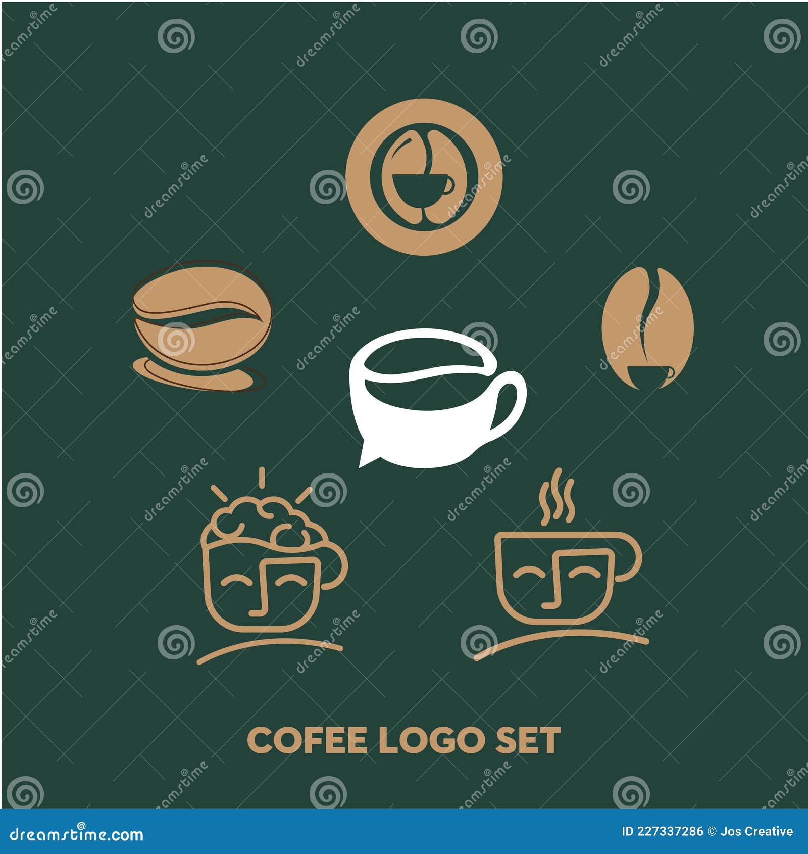 Coffee Logo Set, Thinking Cup Coffee Logo, Face Cafe Logo, Think Cafe ...