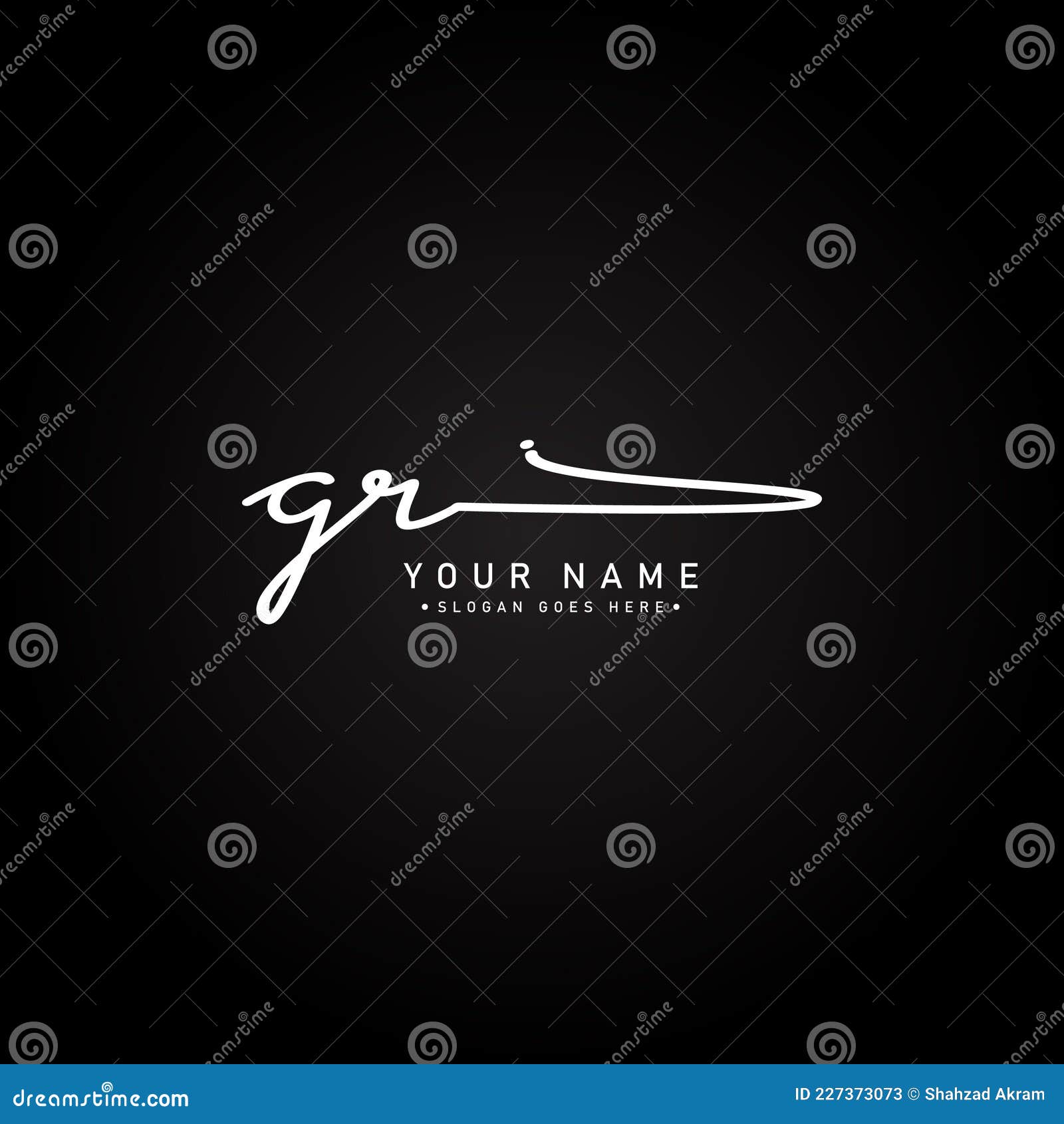 Initial Letter GR Logo - Handwritten Signature Logo for Alphabet G and ...