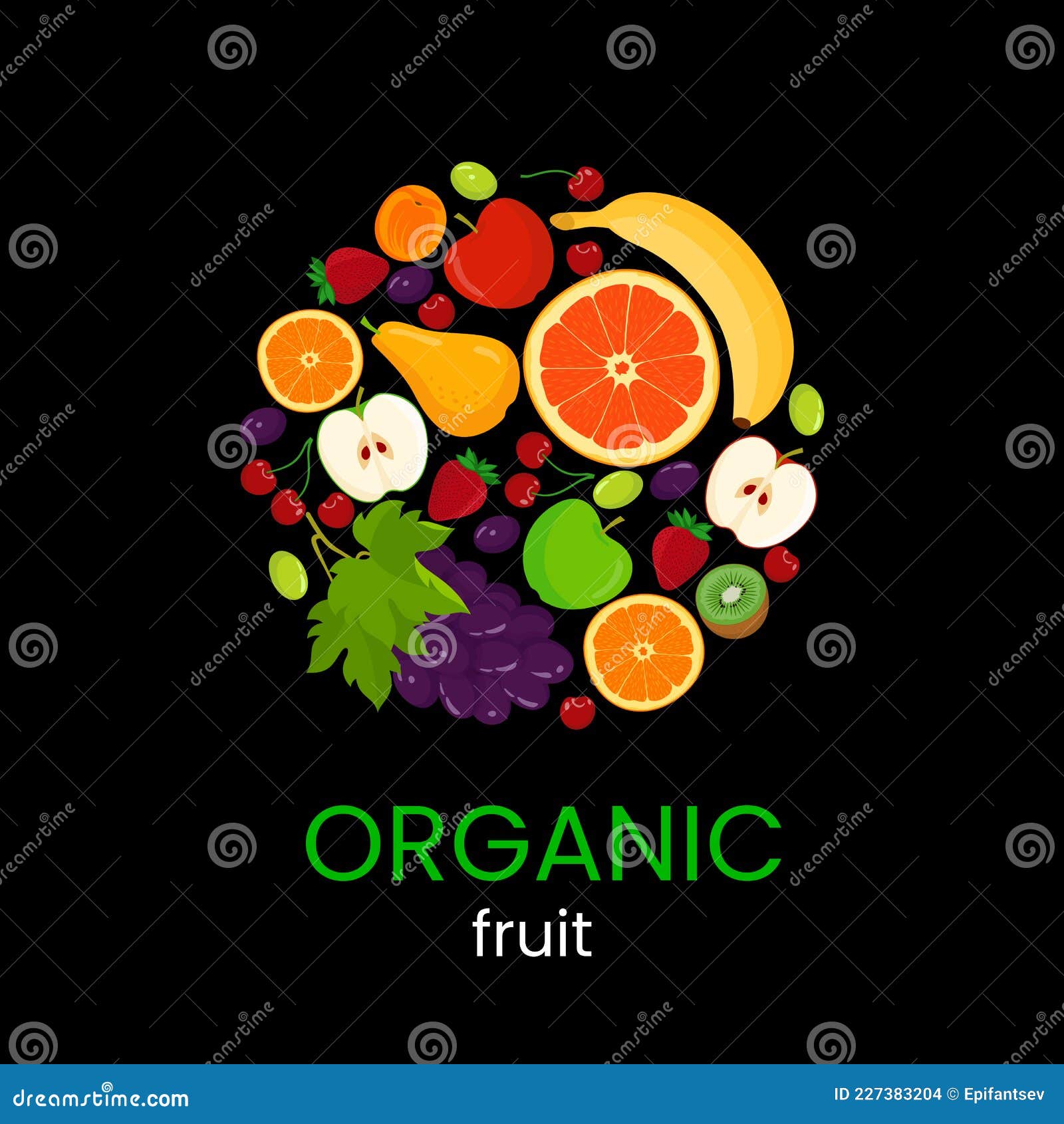 Organic Fruit Emblem Template. Stock Vector - Illustration of print ...