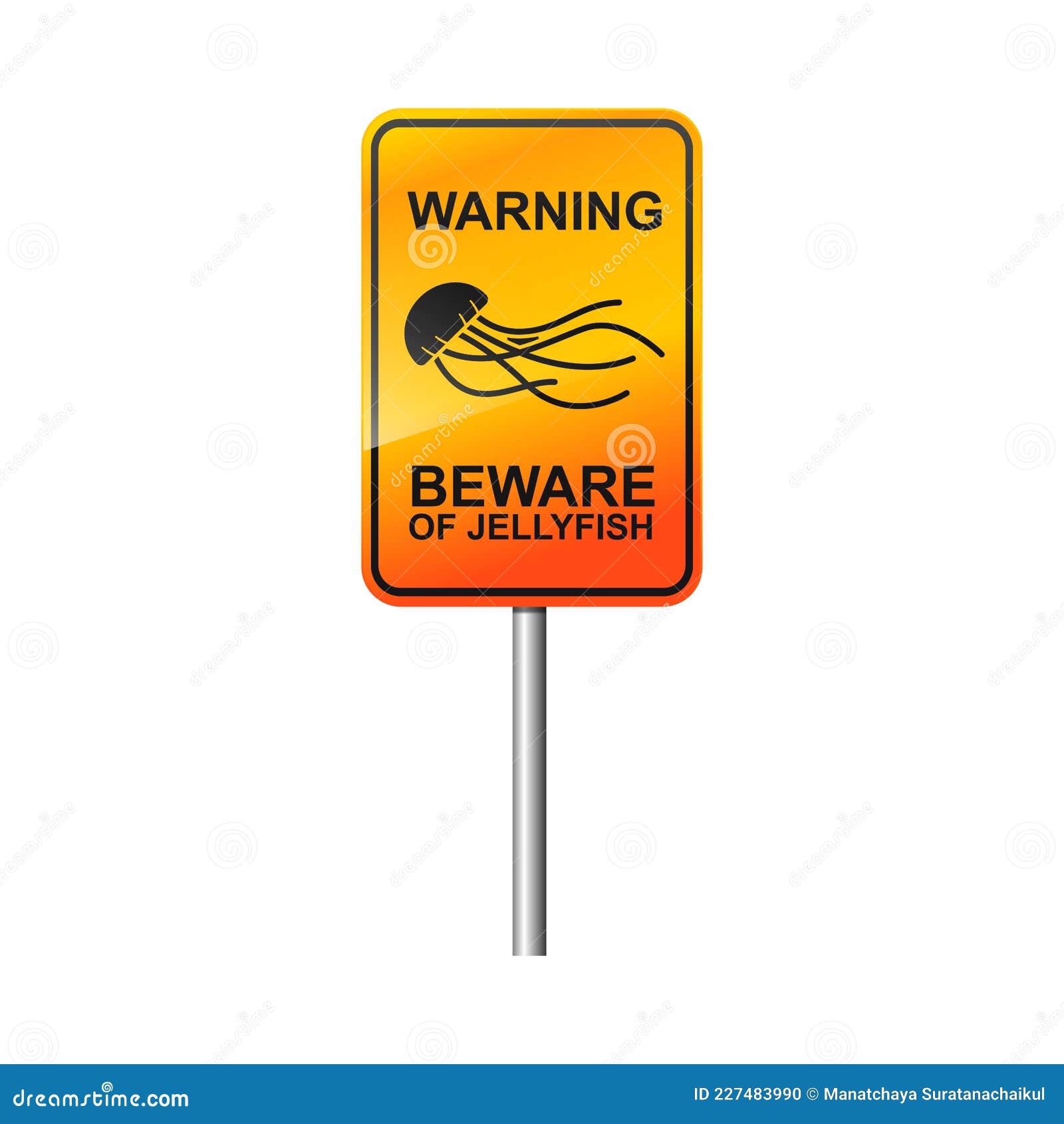 Beware of Jellyfish Sign Isolated on Background Stock Vector ...