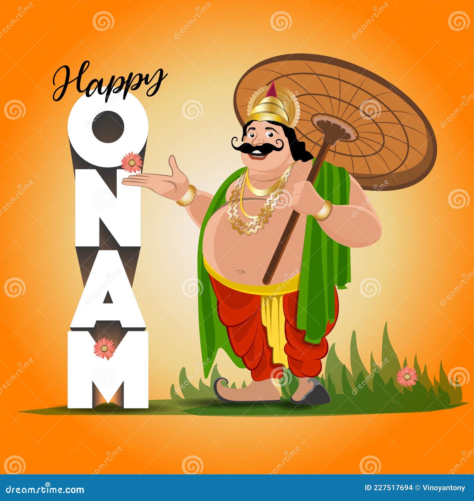 Kerala Onam Festival Mahabali Also Known Maveli Illustration Vector ...