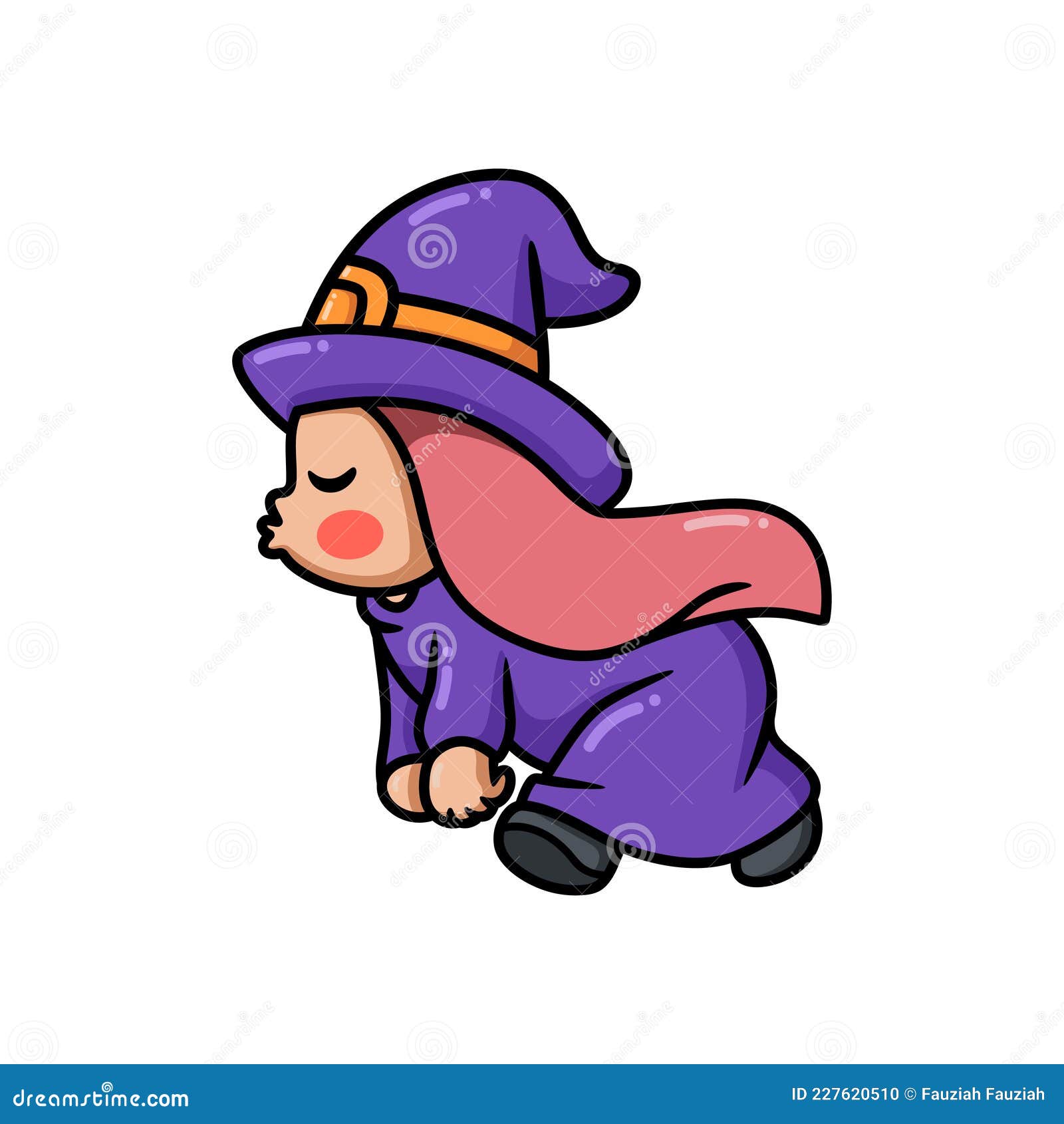Cute Little Witch Girl Cartoon Walking Stock Vector - Illustration of ...