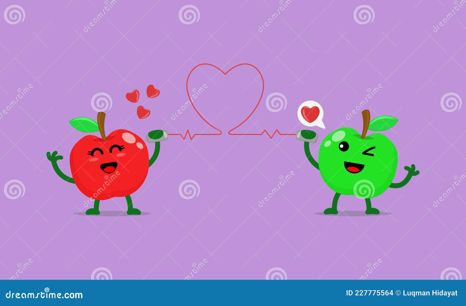 Cute Apple Says Fall in Love with Each Other through the Cans Phone ...