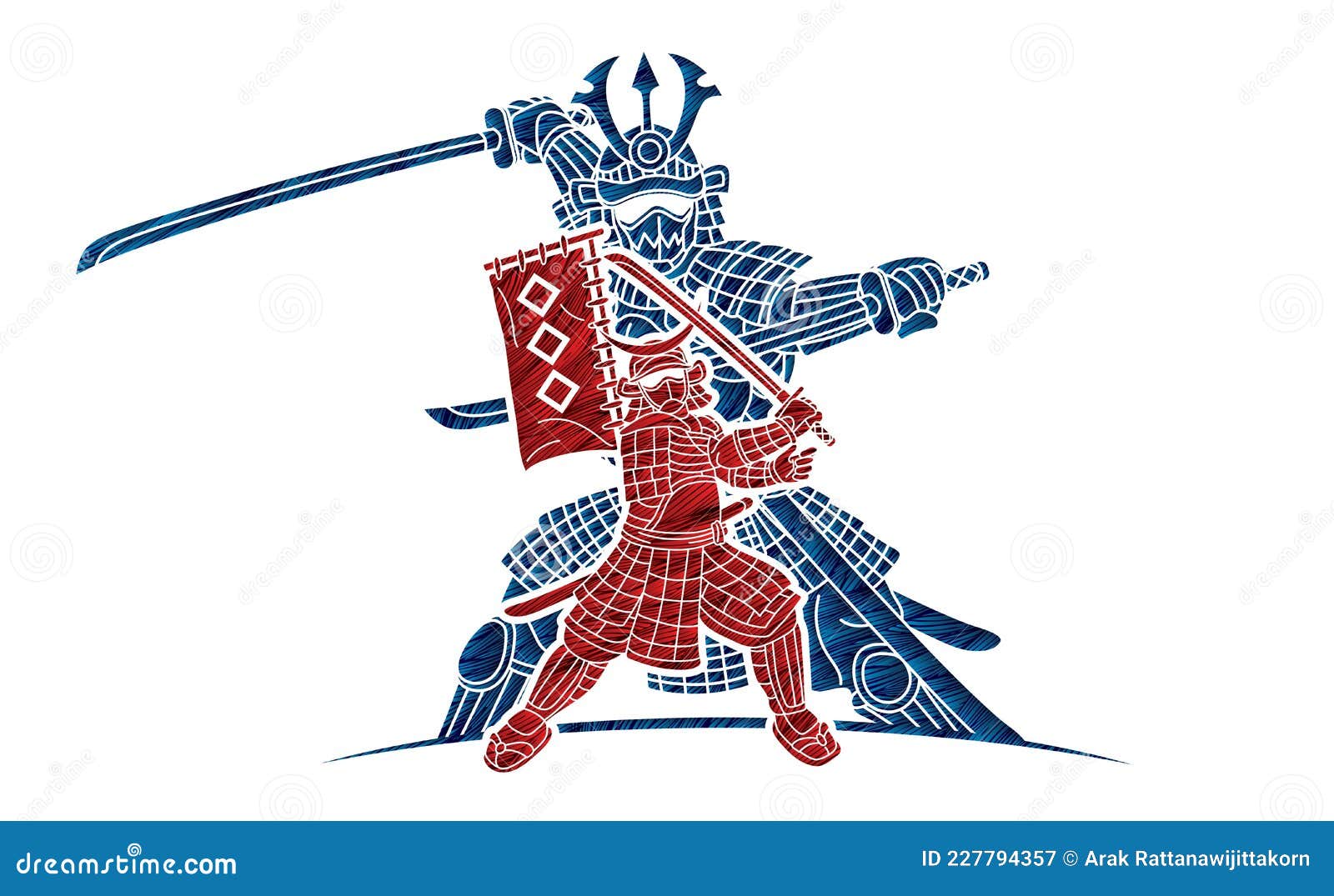 Samurai Warrior Action Cartoon Graphic Vector Stock Vector ...