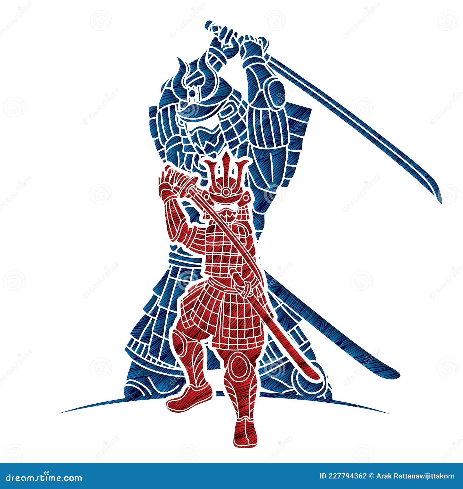Samurai Warrior Action Cartoon Graphic Vector Stock Vector ...