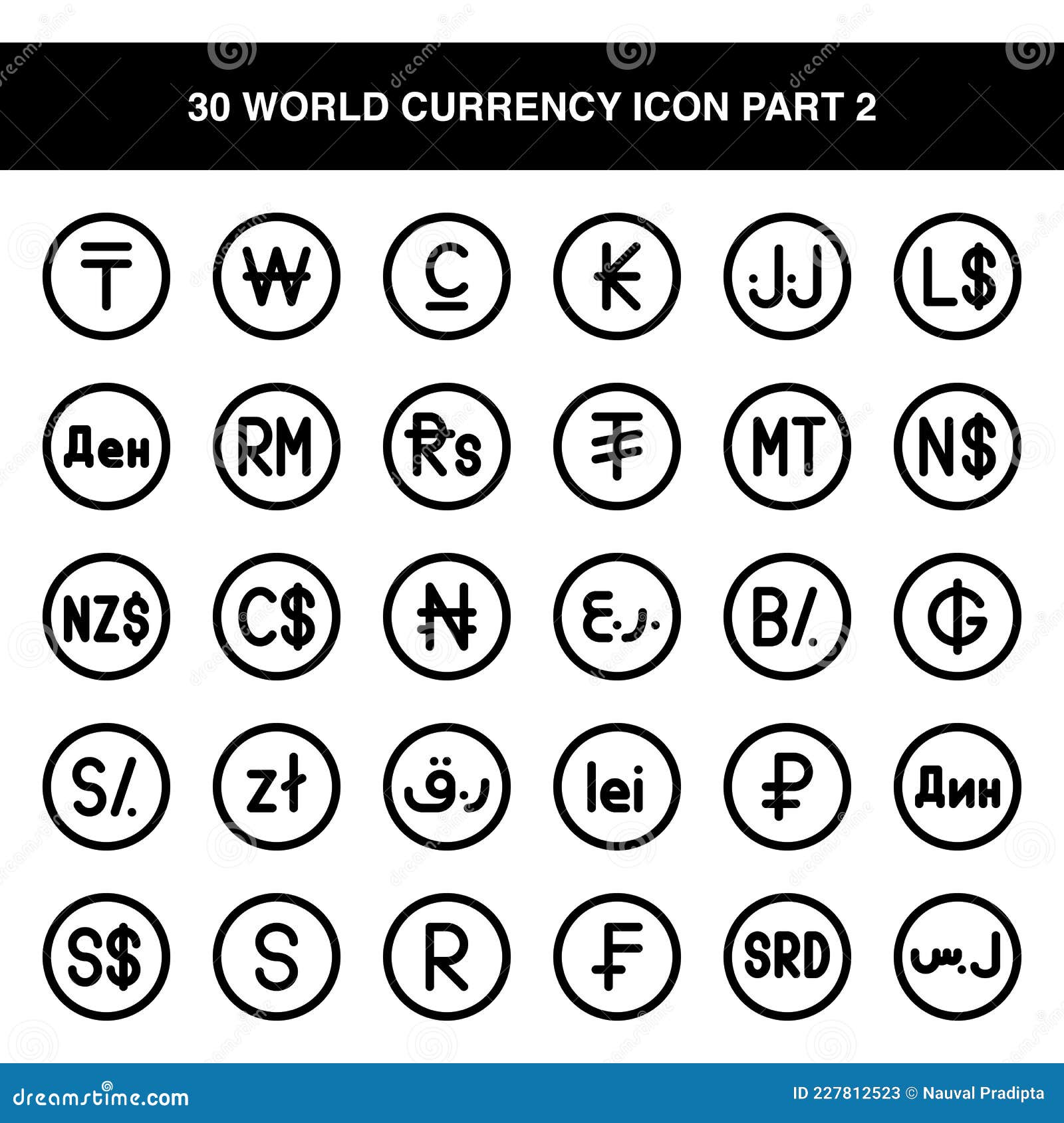 World Currency Icon Set Part 2 Line Style Icon Stock Vector ...