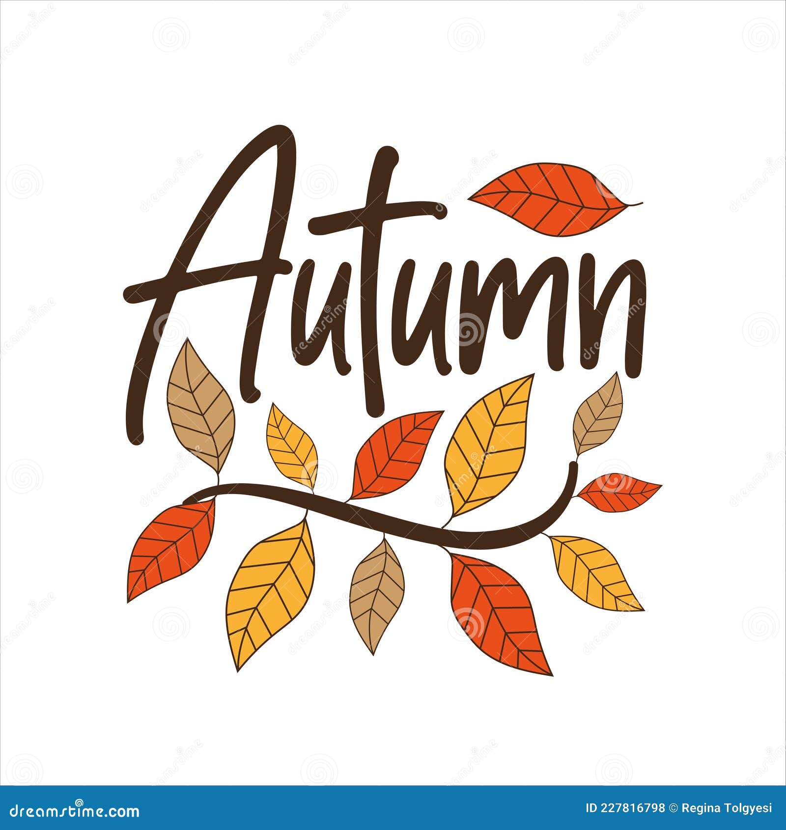 Autumn - Typography with Hand Drawn Autumn Leaves. Stock Vector ...