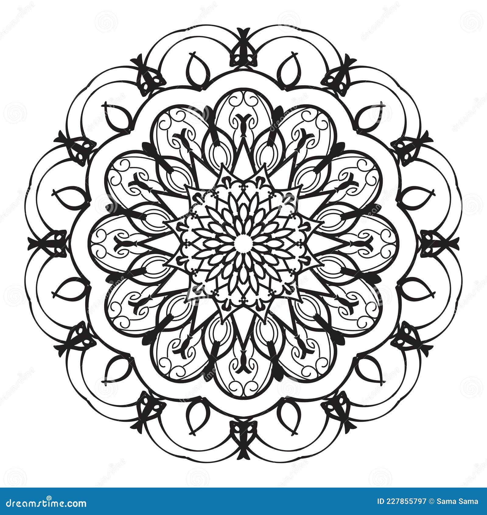 Sweet Mandala with Floral Pattern Stock Illustration - Illustration of ...