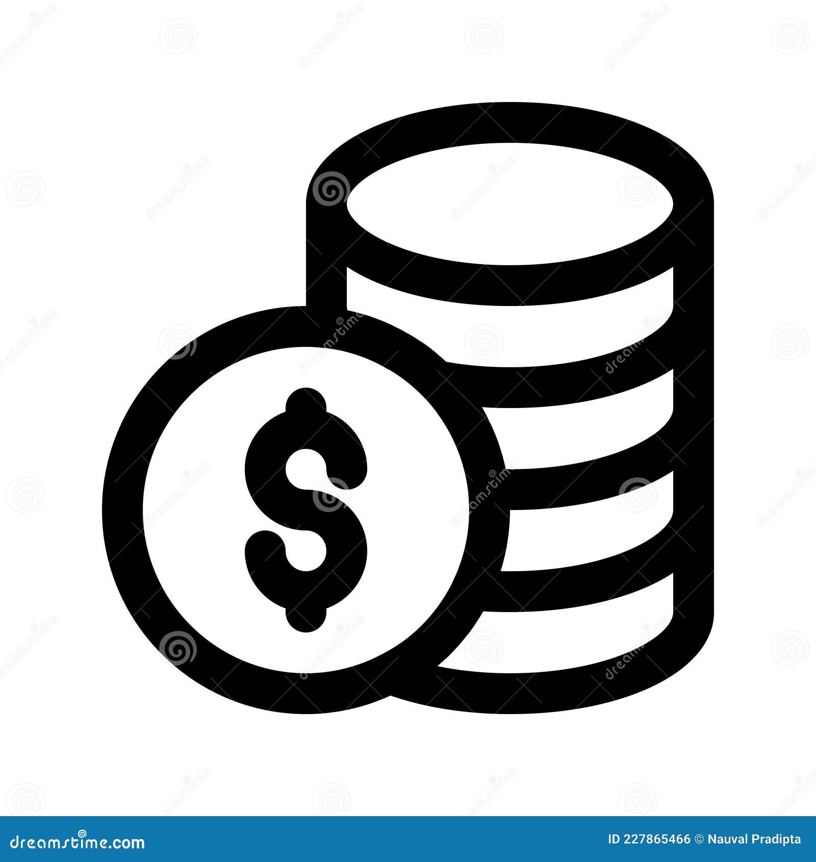 Coin Pile Line Style Icon stock vector. Illustration of flat - 227865466