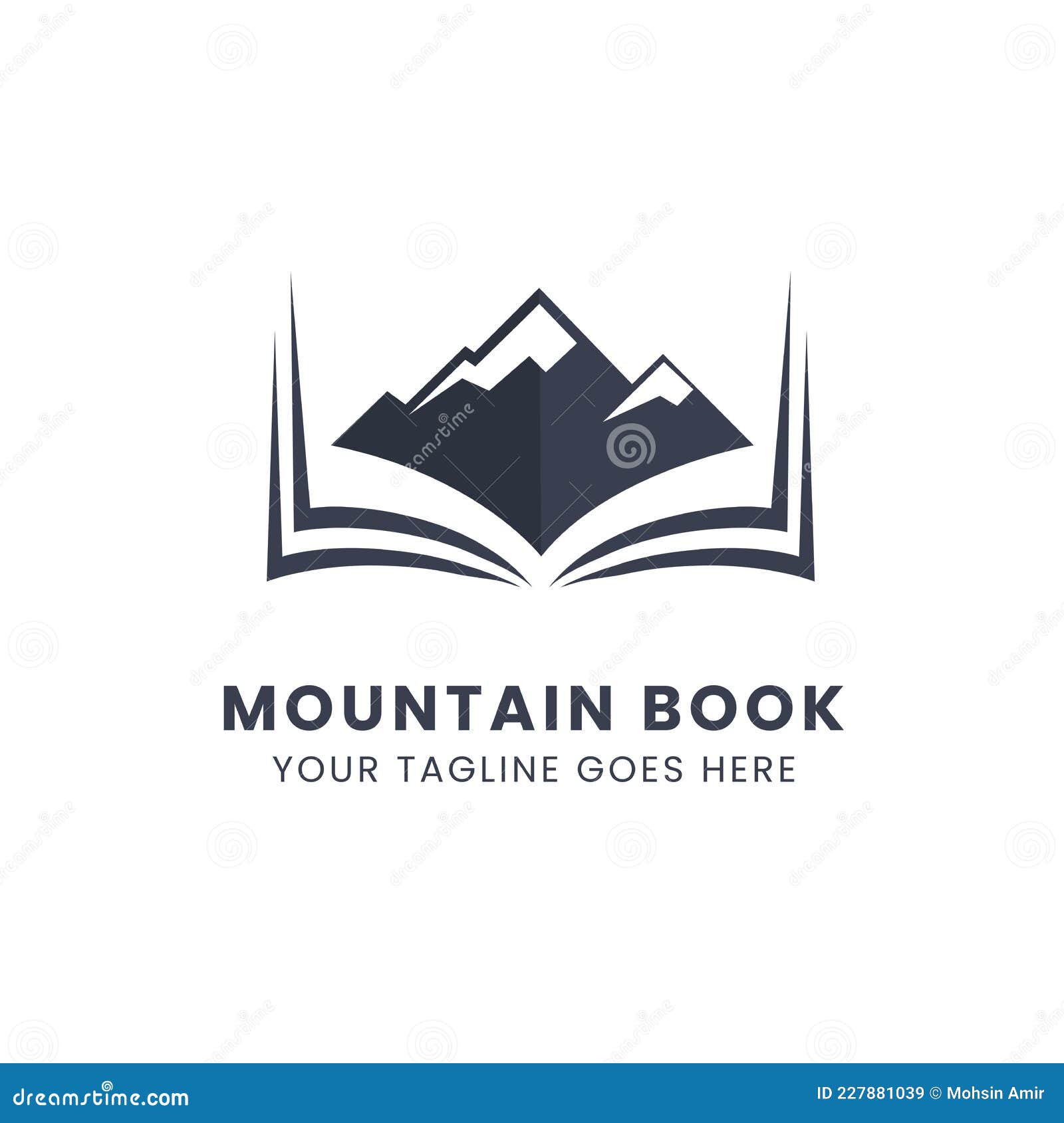 Mountain and Book Logo Design Concept Stock Illustration - Illustration ...