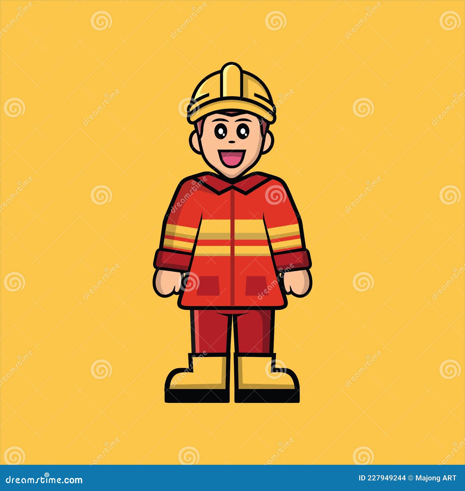 Vector Cartoon Cute Fire Brigade Stock Vector - Illustration of icon ...
