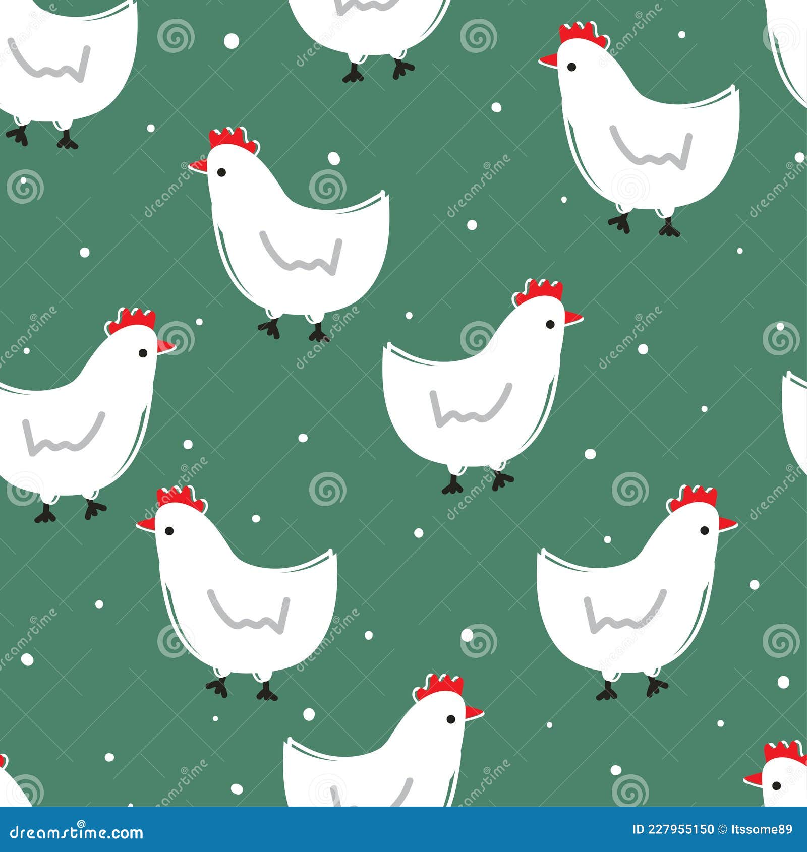 Seamless Pattern with Cute Cartoon Chicken for Fabric Print, Textile ...