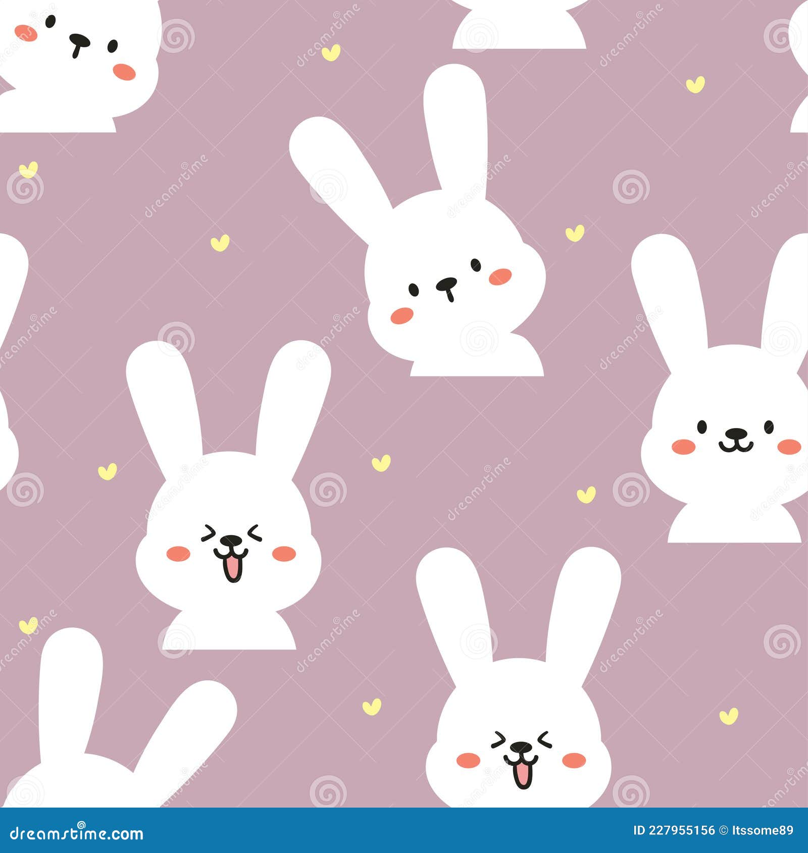 Seamless Pattern with Cute Cartoon Bunny for Fabric Print, Textile ...