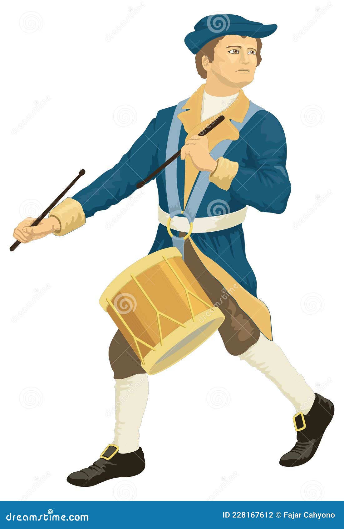 Yankee Soldier Drum Band Traditional Clothing Vector Illustration ...