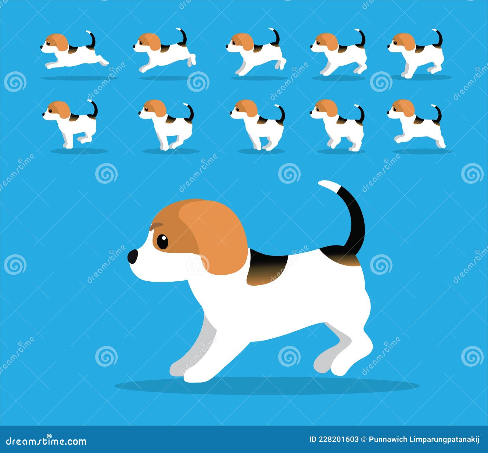 Animal Animation Sequence Dog Beagle Cartoon Vector Coat 1 Stock Vector ...