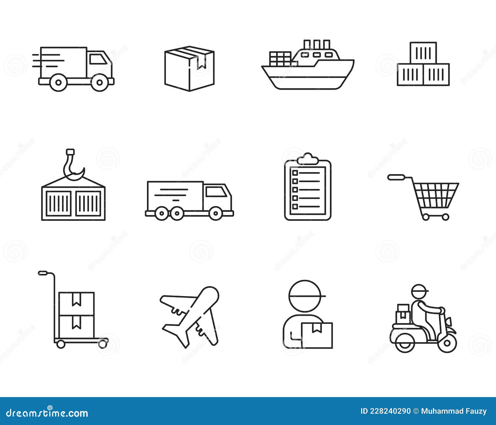 Delivery Icons Collection in Line Style Stock Vector - Illustration of ...