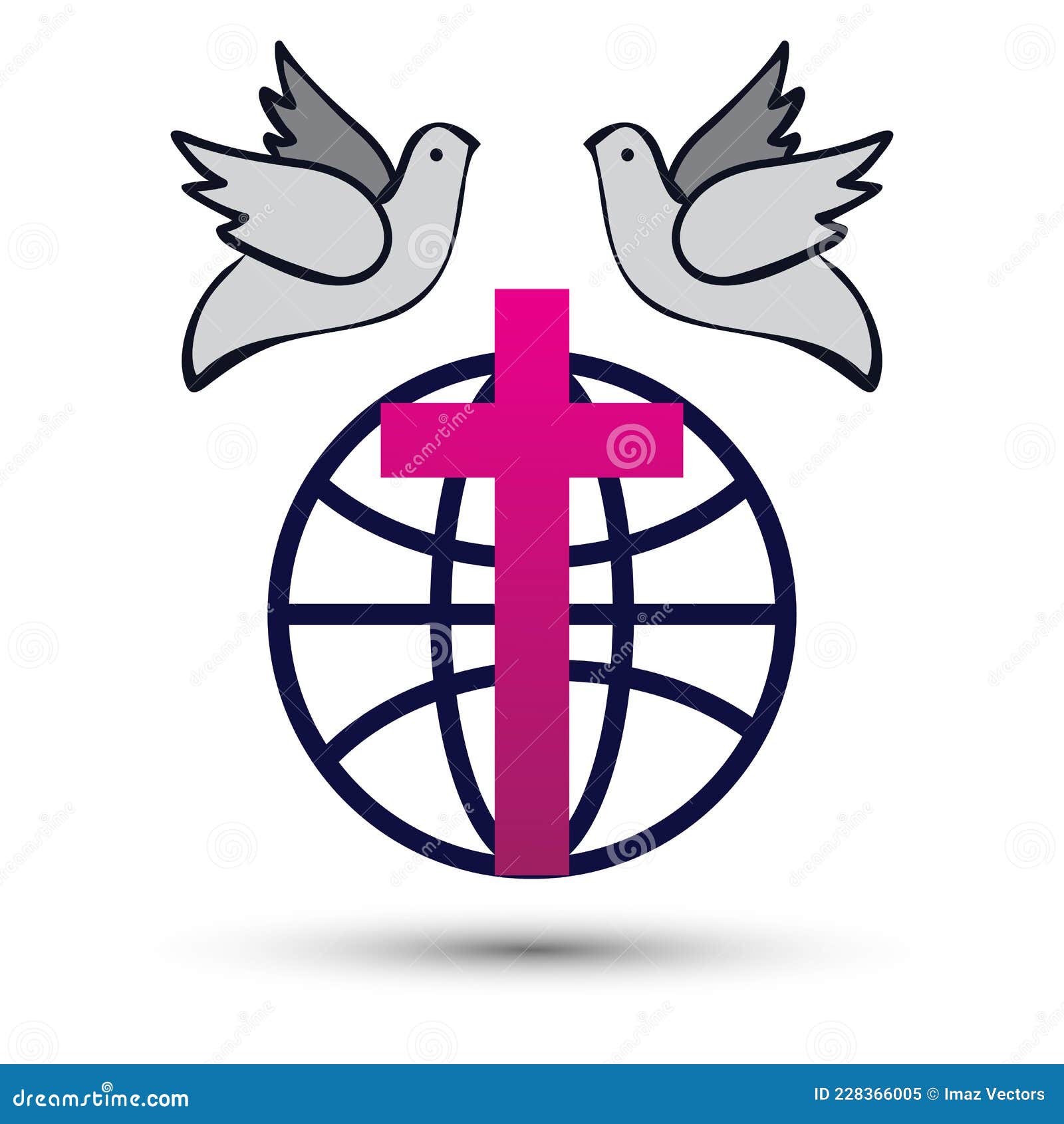 Jesus Globe Cross Peace Dove Church Symbol Icon Logo. Cartoon Vector ...