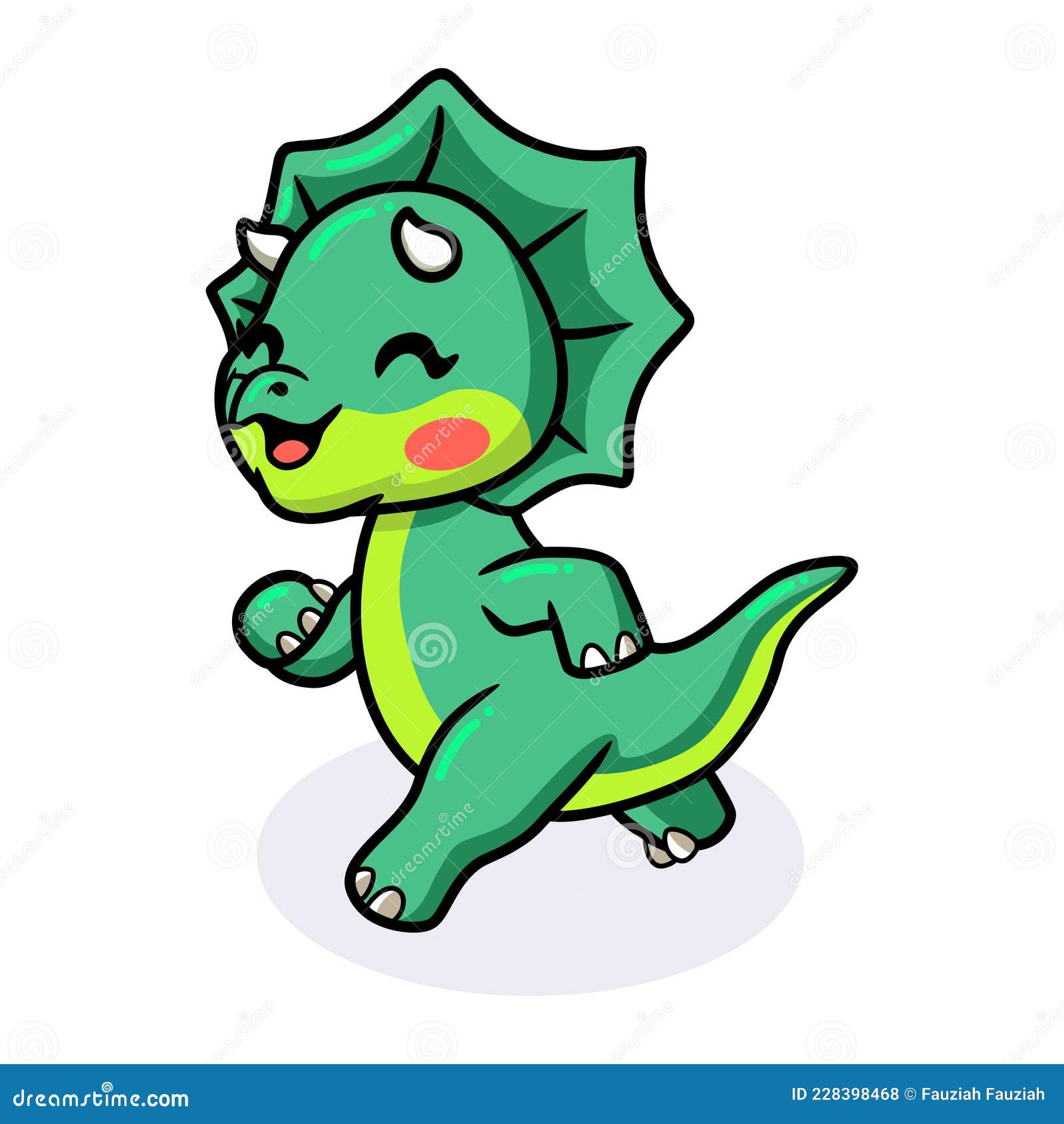 Cute Little Triceratops Dinosaur Cartoon Running Stock Vector ...