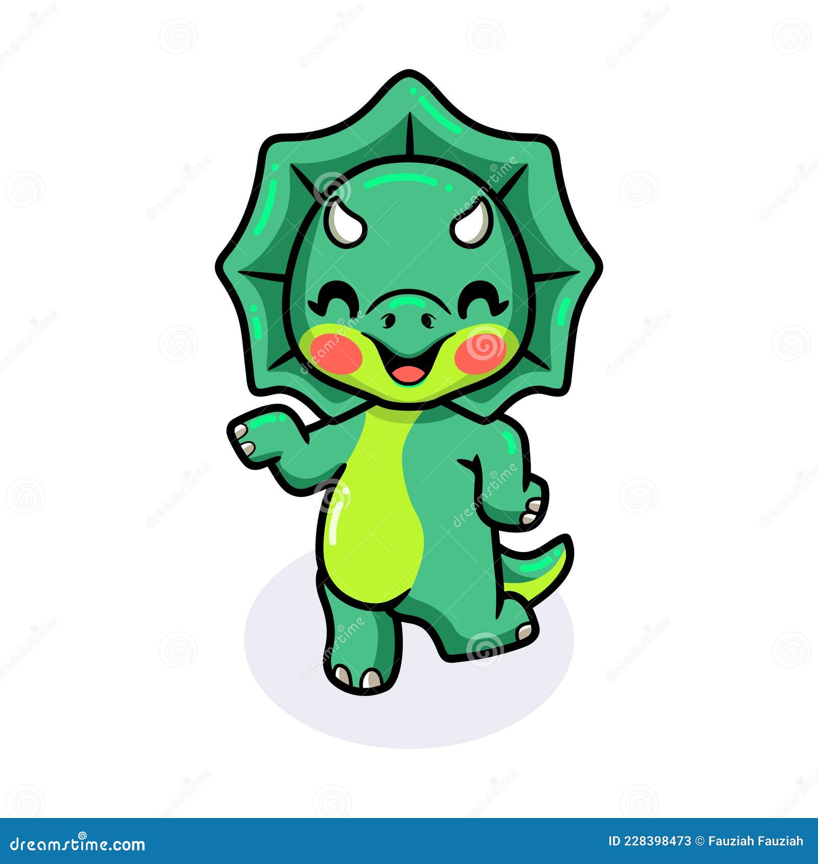 Cute Little Triceratops Dinosaur Cartoon Posing Stock Vector - Illustration of dance, chibi ...