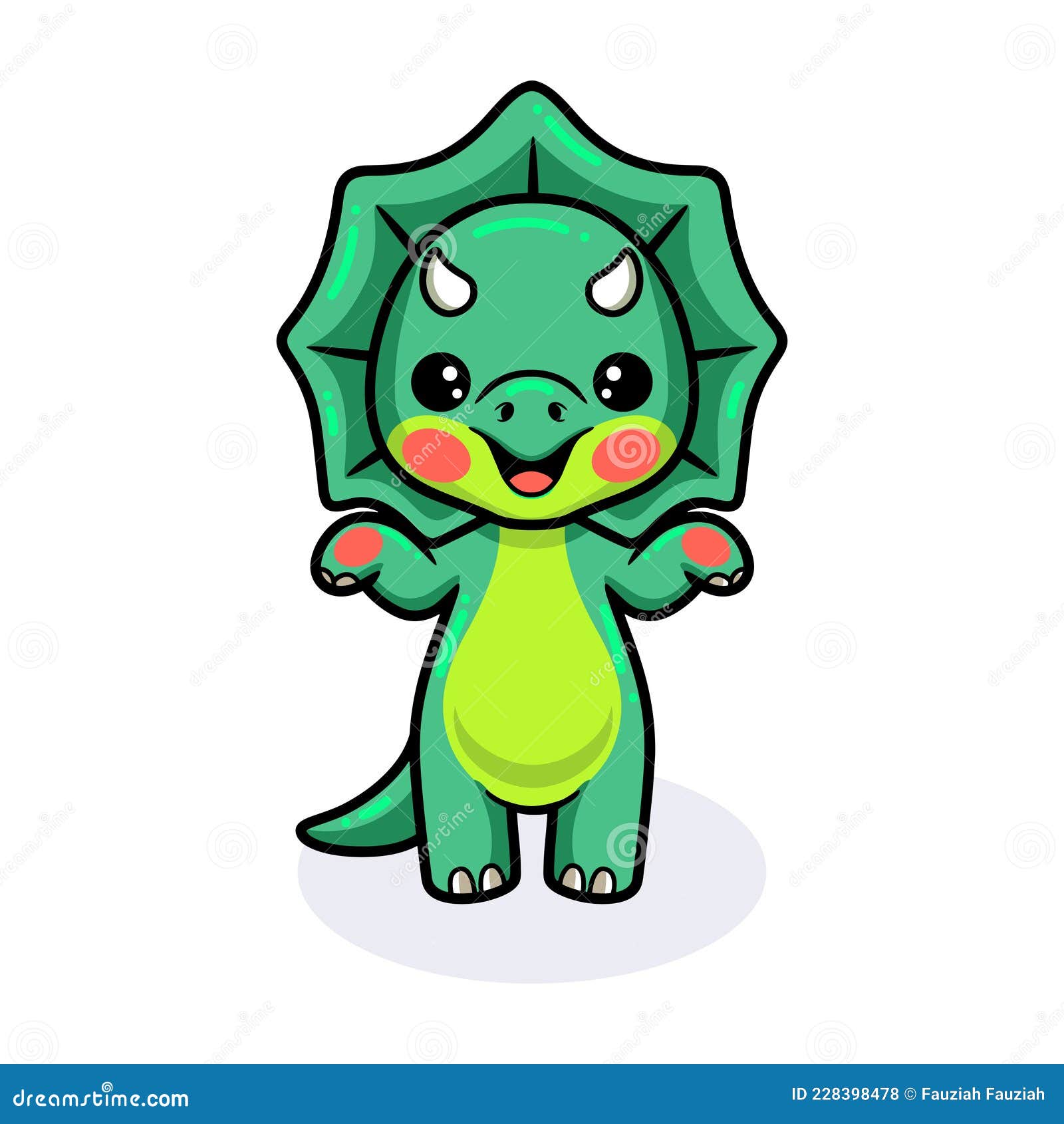 Cute Little Triceratops Dinosaur Cartoon Standing Stock Vector ...
