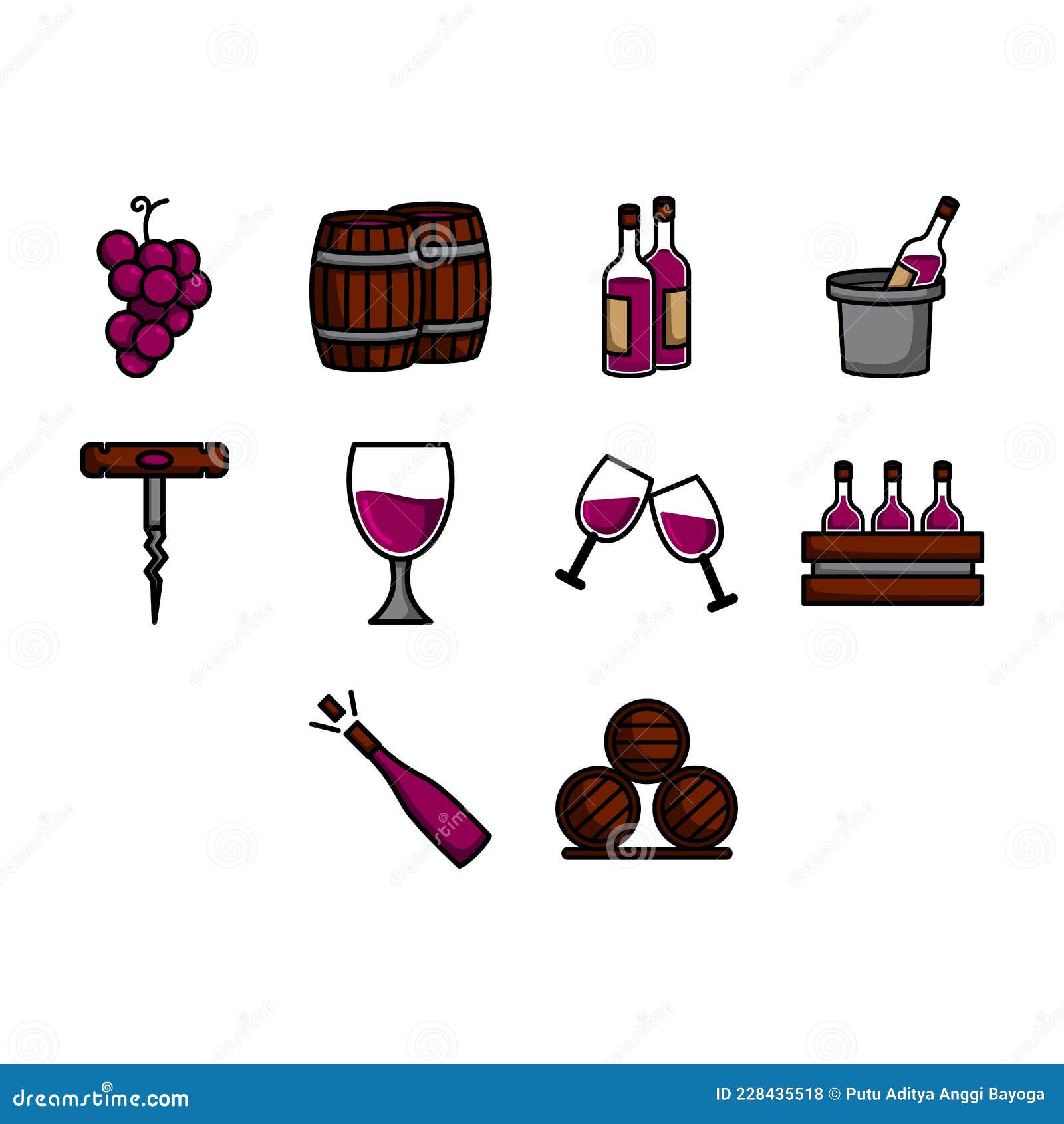 Wine icon set stock vector. Illustration of design, vector - 228435518
