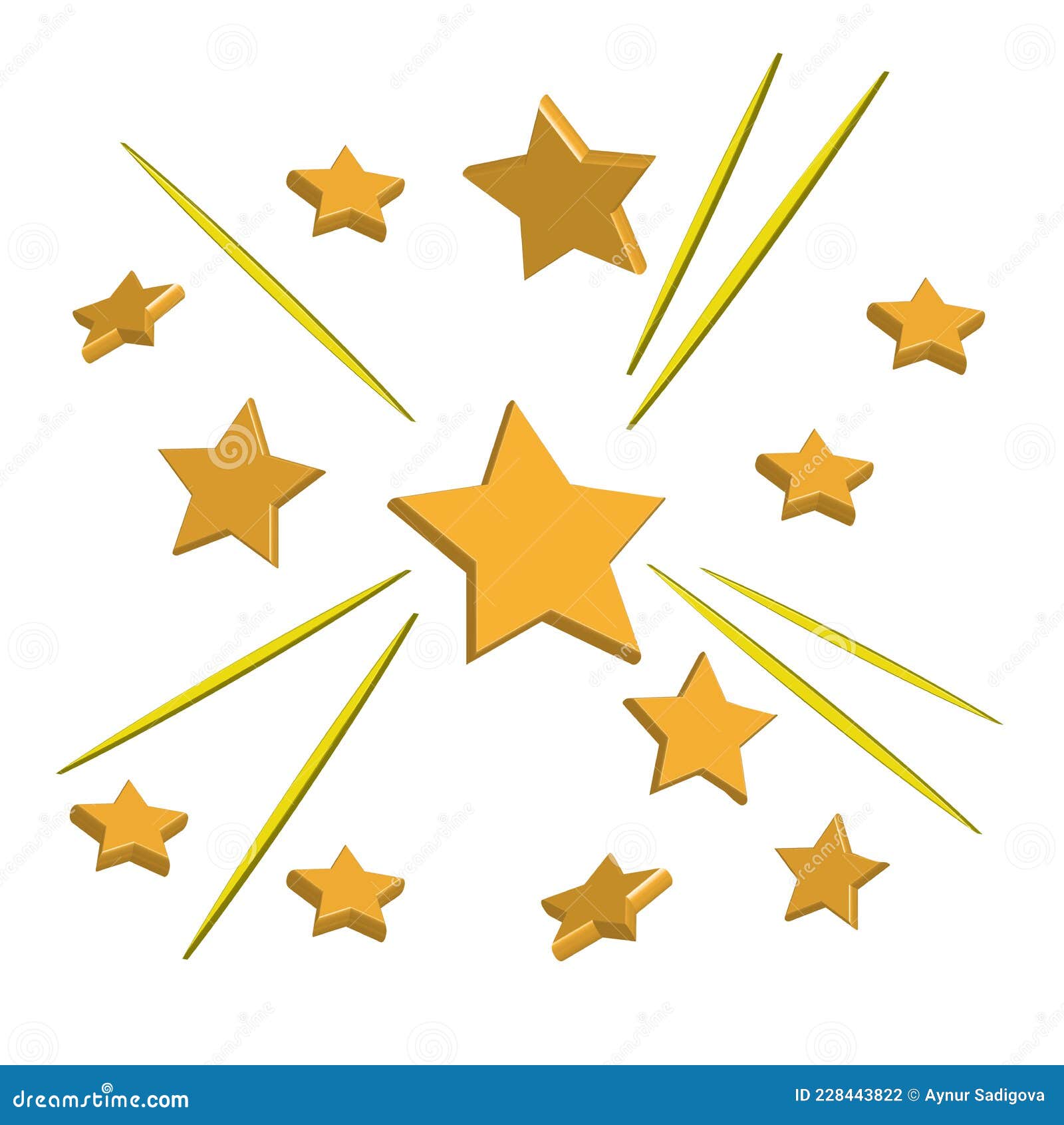 3d Golden Little Bright Stars Set with Variations. Stars Background ...