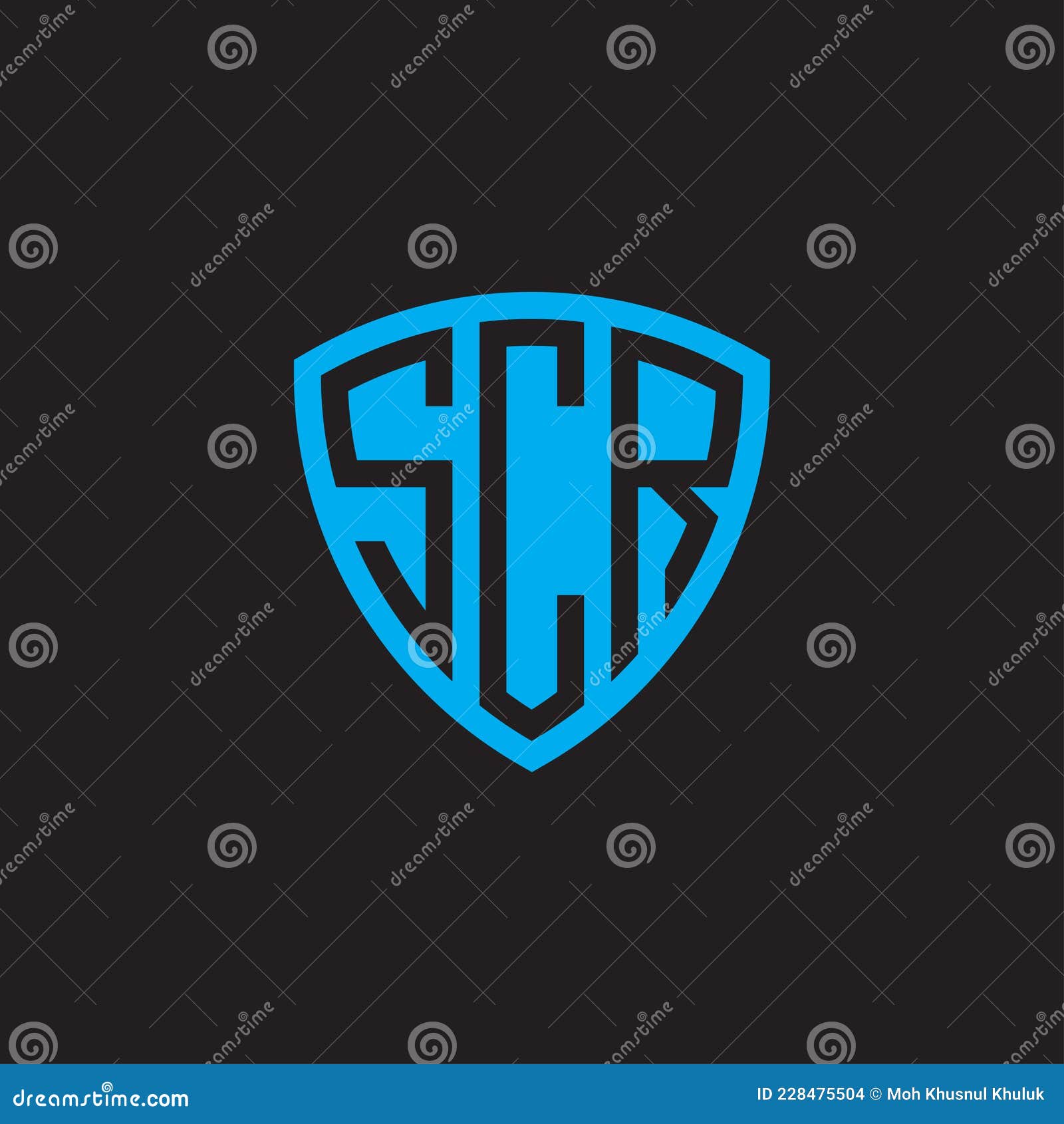 Pinitial Three Letter SCR Shield Monogram Logo Vector | CartoonDealer ...