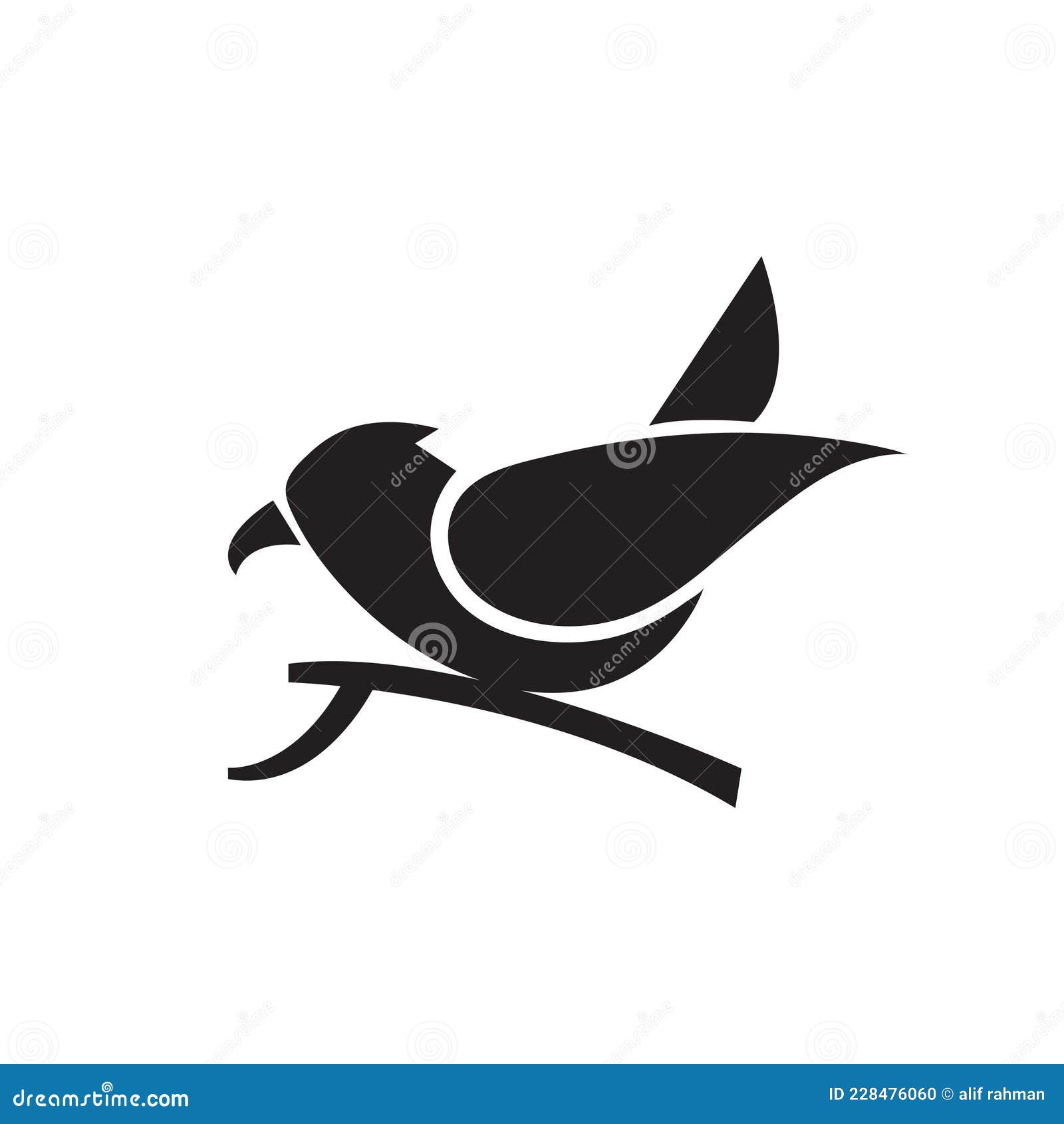 Perching Bird Logo Silhouette Stock Vector - Illustration of shape ...
