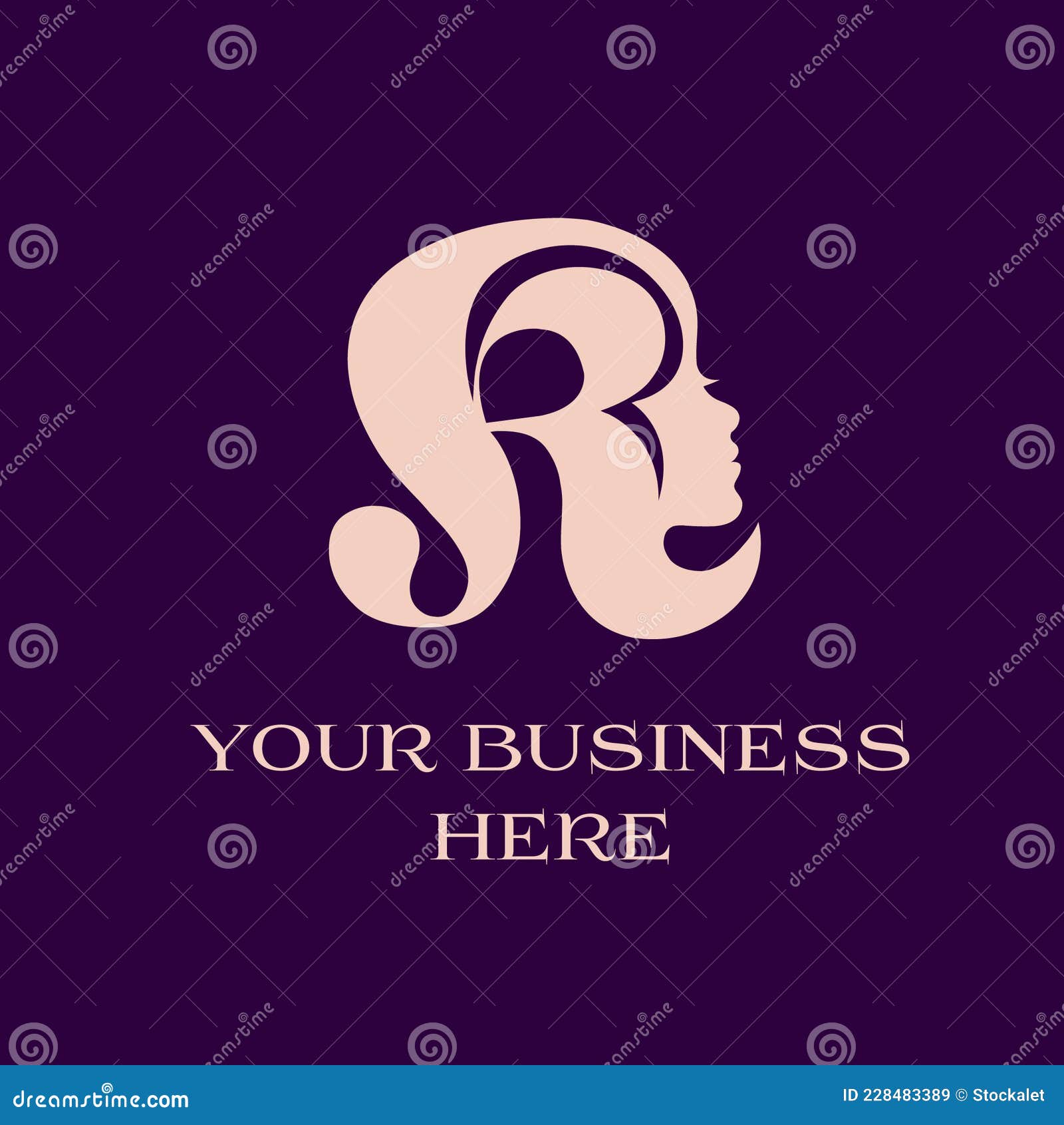 Beauty, Hair Salon Logo. Woman Portrait and Decorative Letter R. Stock ...