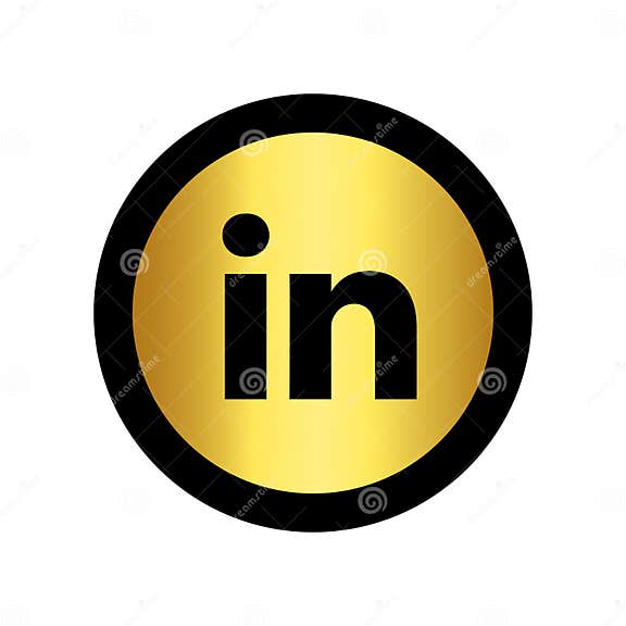 Rounded Gold Linkedin Logo Icon Editorial Image - Illustration of ...