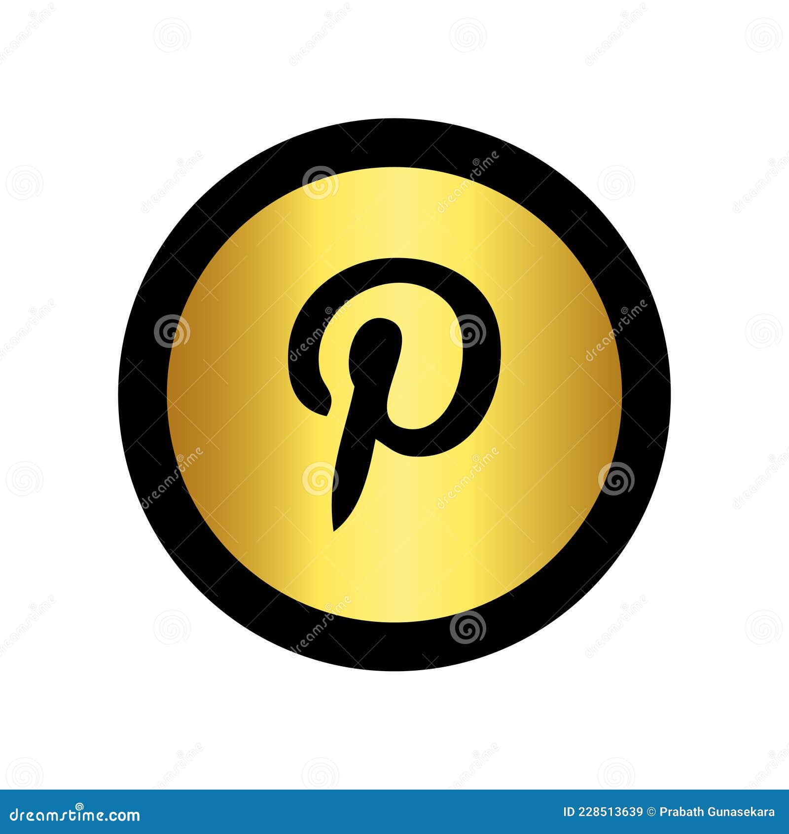 Gold & Coloured Social Media Icons Set For UI Design Cartoon Vector ...