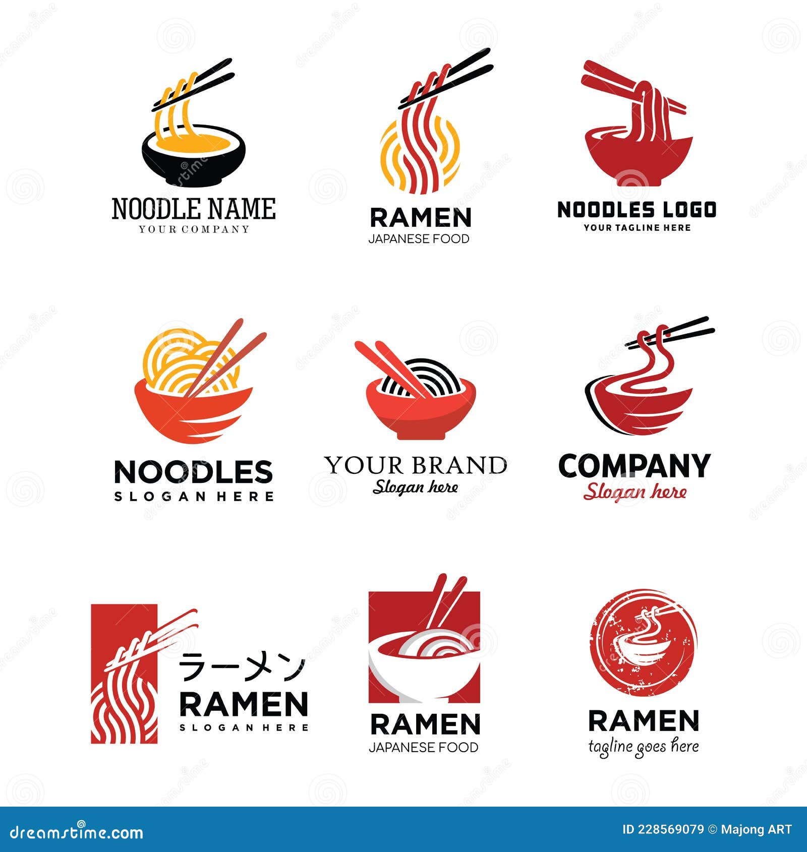 Set of Ramen Logo Design Illustration. Stock Vector - Illustration of ...
