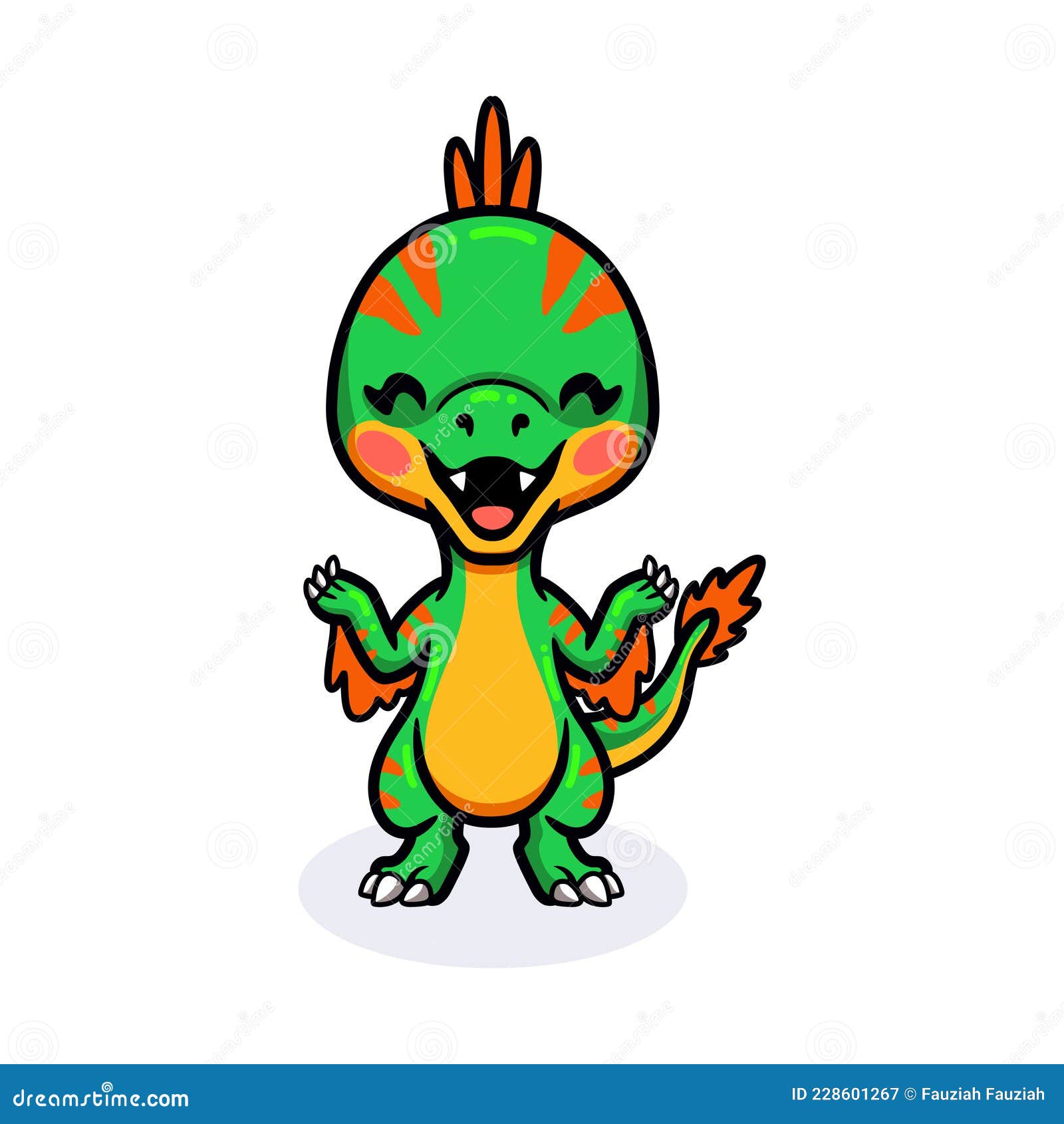 Cute Little Oviraptor Dinosaur Cartoon Stock Vector - Illustration of ...