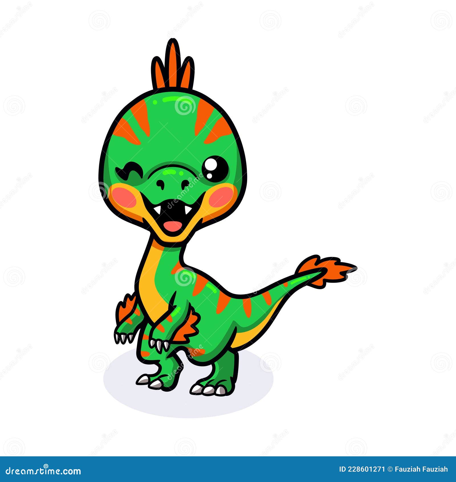 Cute Little Oviraptor Dinosaur Cartoon Stock Vector - Illustration of ...
