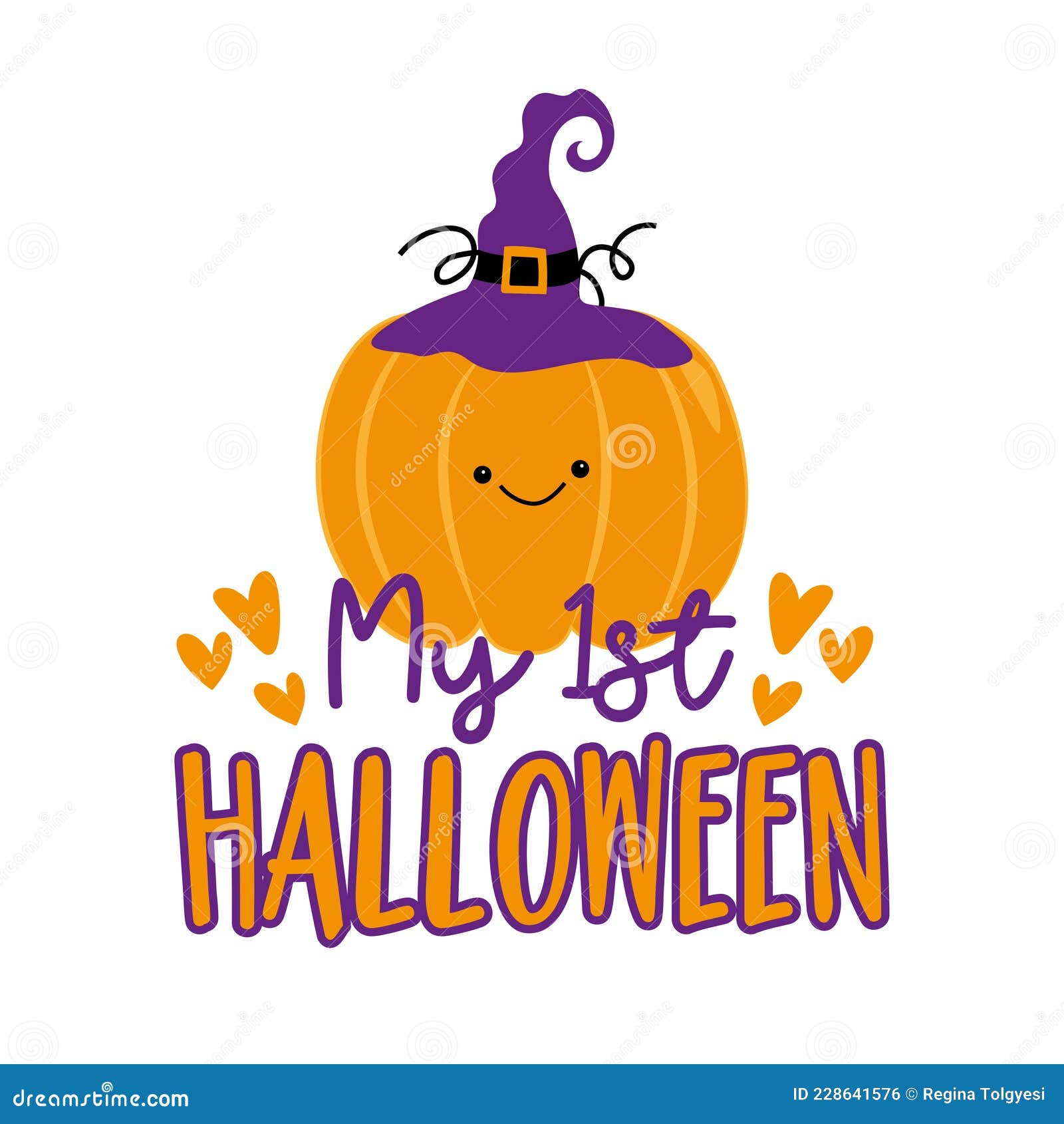 My 1st Halloween - Cute Halloween Greeting, with Pumpkin in Witch Hat ...