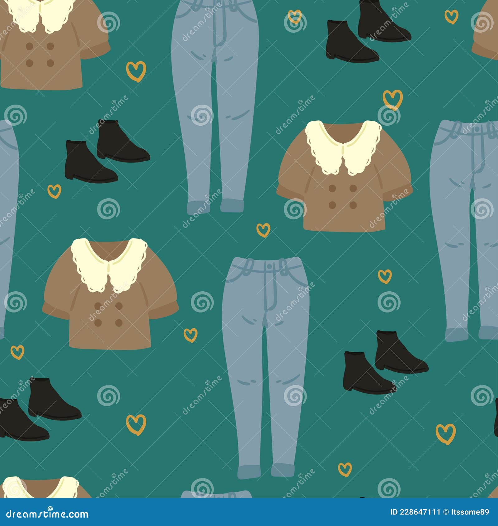 Seamless Pattern with Cute Cartoon Clothes for Fabric Print, Textile ...