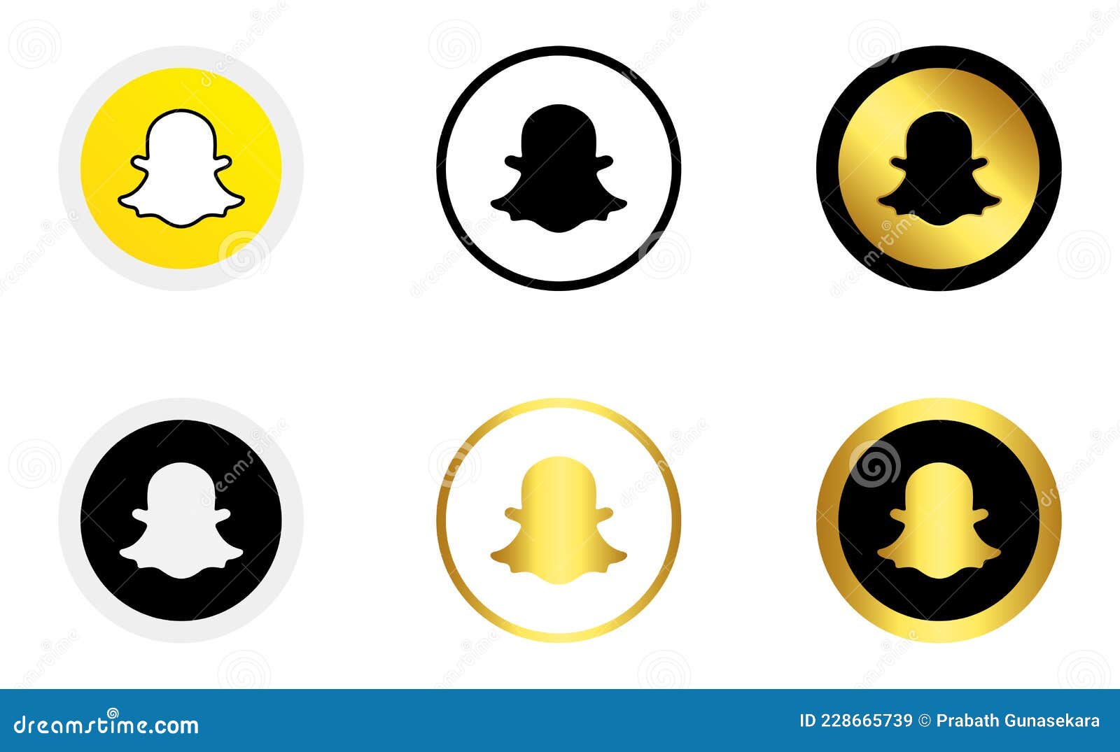 Collection of Coloured and Gold Snapchat Logo Icon Editorial Stock ...