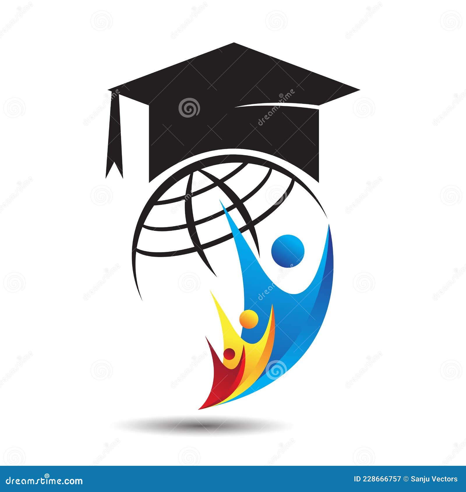 World Education Logo. Graduate Hat World Globe Active People Kids ...