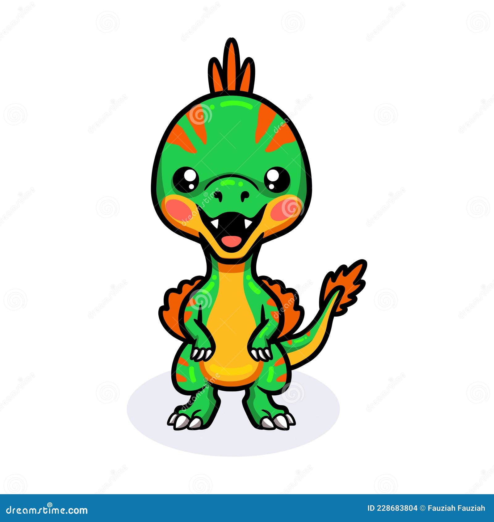 Cute Little Oviraptor Dinosaur Cartoon Standing Stock Vector ...