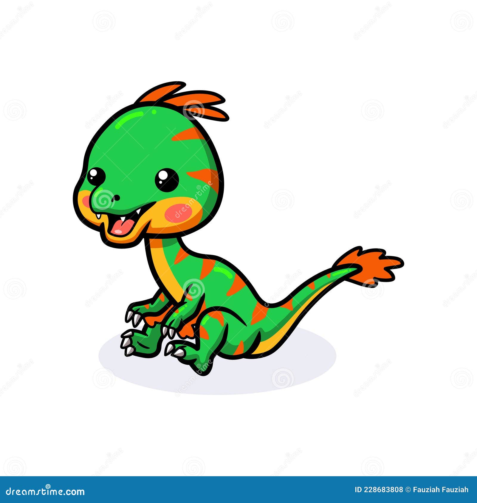 Cute Little Oviraptor Dinosaur Cartoon Sitting Stock Vector ...