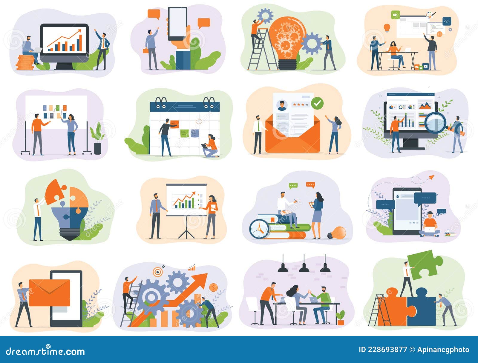 Set of Vector Business Illustration Design Concept. Business Marketing ...