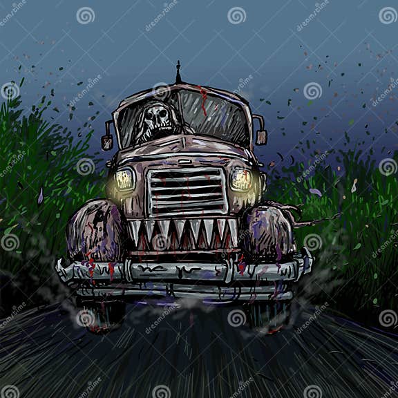 Ghost driving in the truck stock vector. Illustration of poster - 228697133