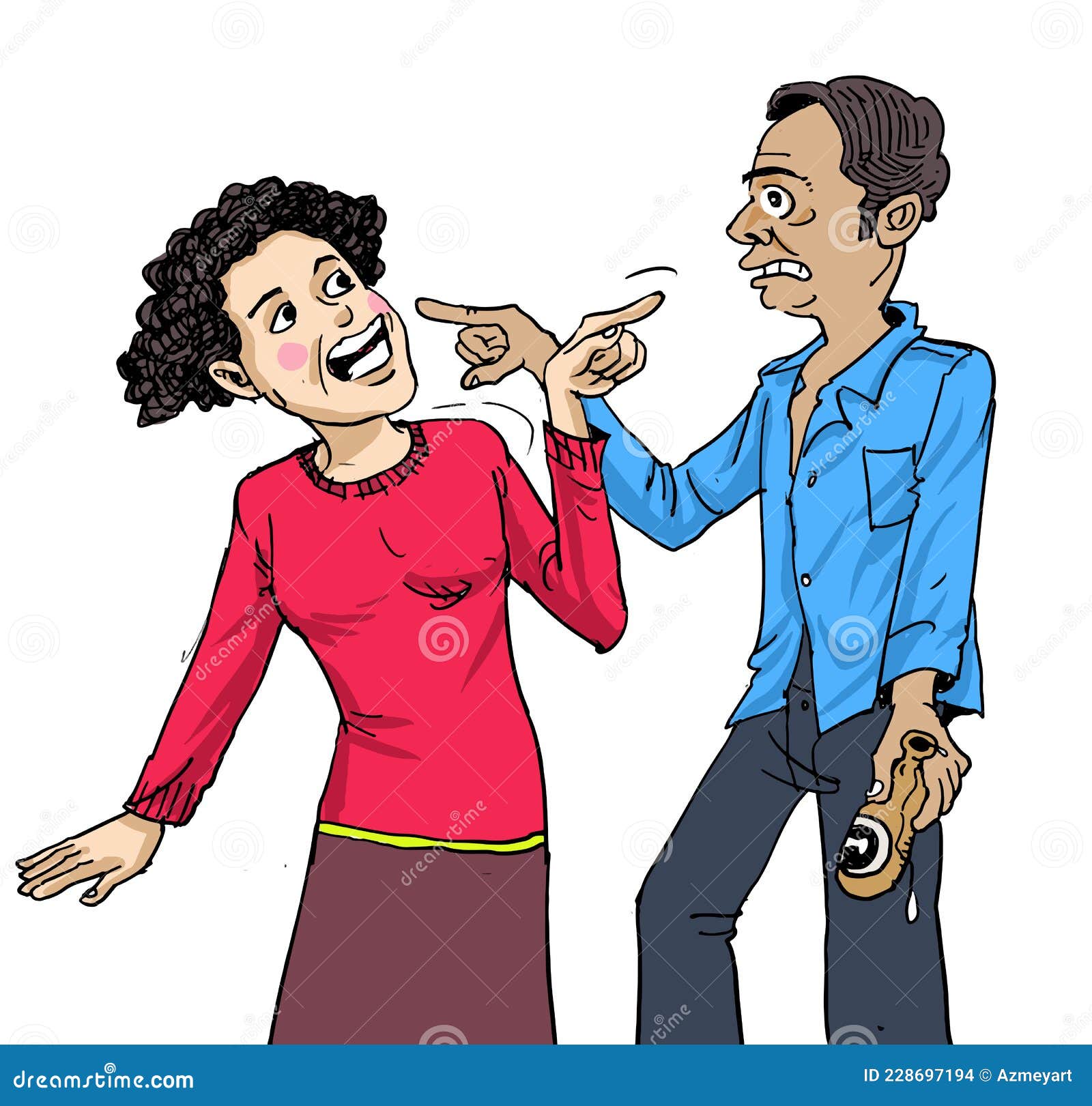 Blaming Angry Woman In Public Vector Cartoon Illustration ...