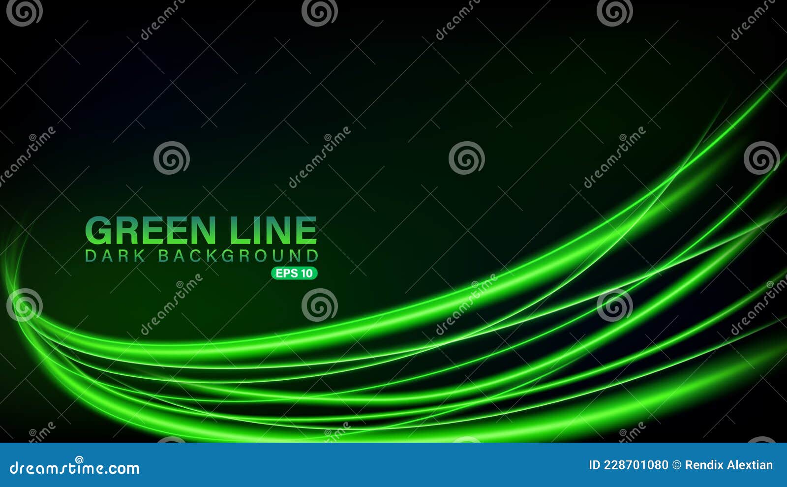 Green Line of Light on Dark Background, Vector Illustration Stock ...