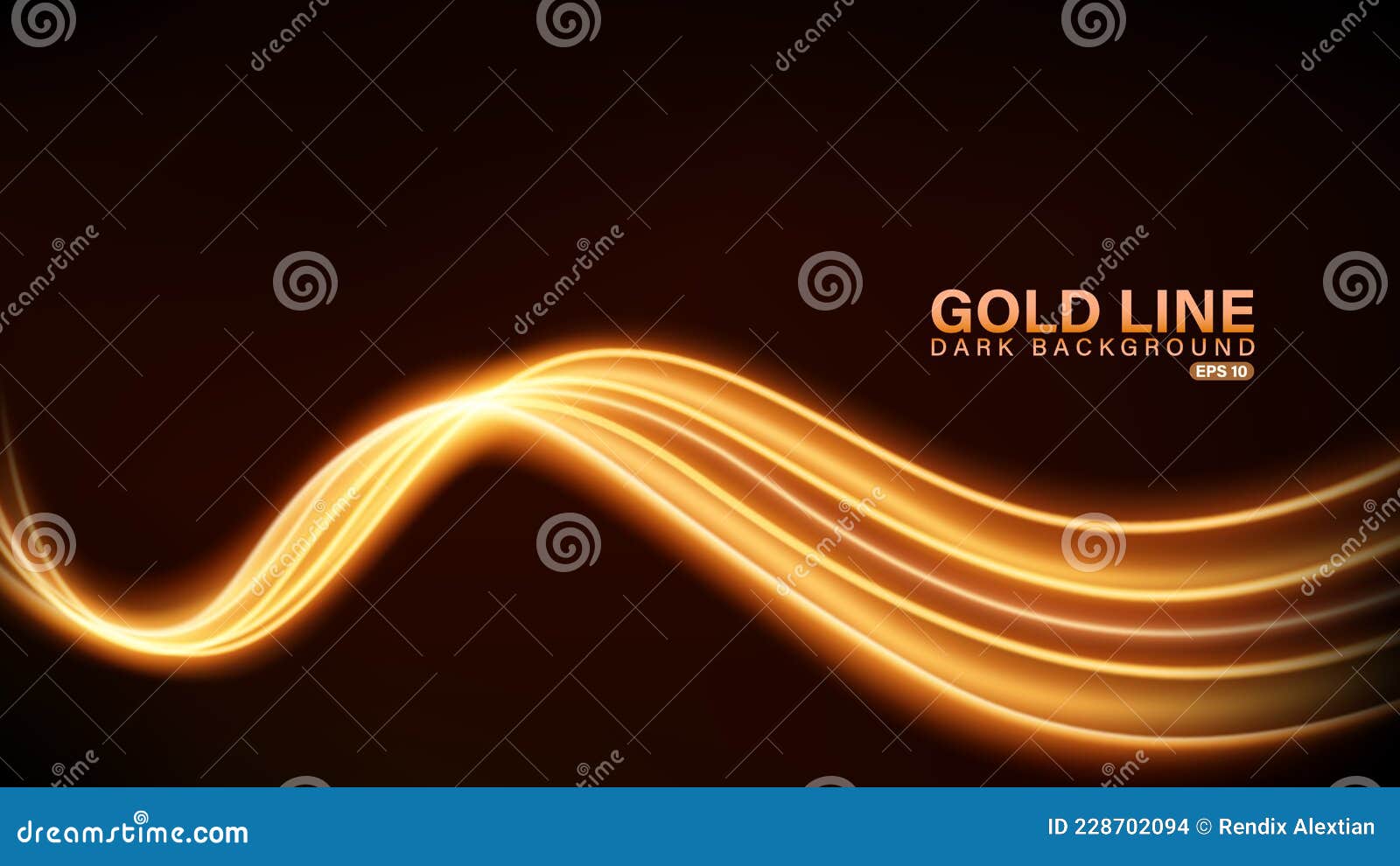 Gold Line of Light on Dark Background, Vector Illustration Stock Vector ...